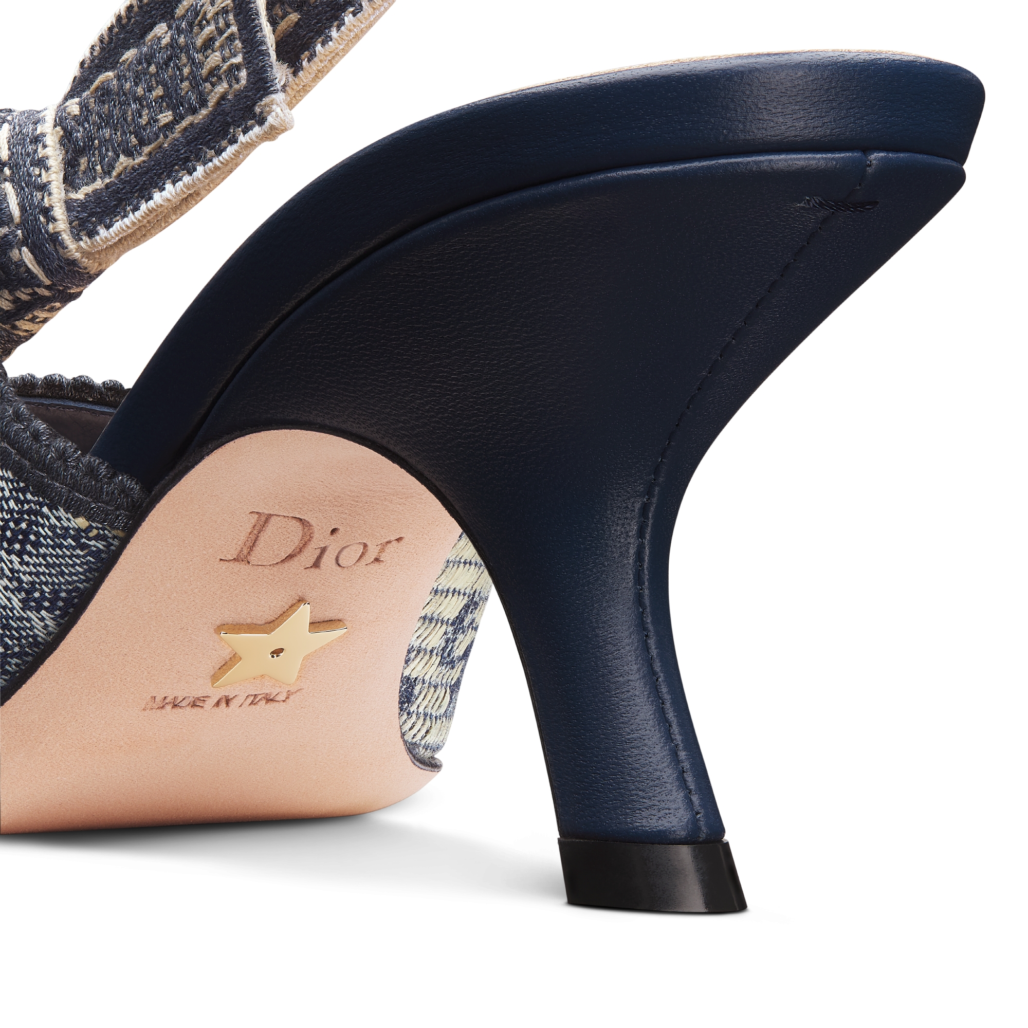 J'Adior Slingback Pump Denim Blue Dior Pivoine Jacquard and Ecru Raffia ...