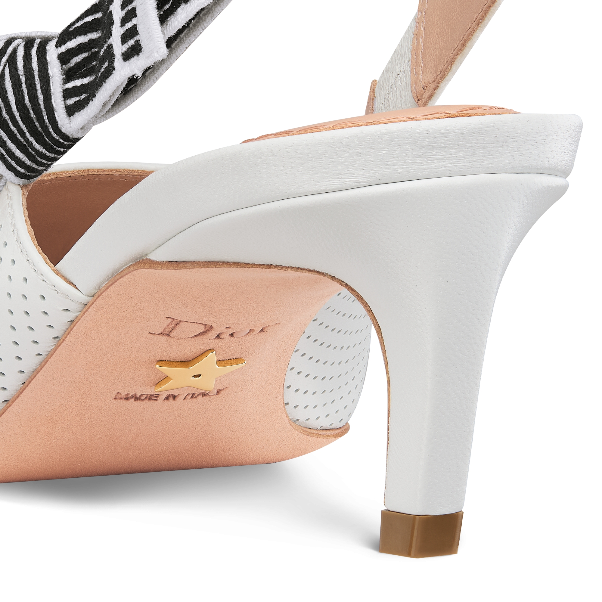 Escarpin slingback Dior Toujours Cuir d'agneau souple perforé blanc | DIOR