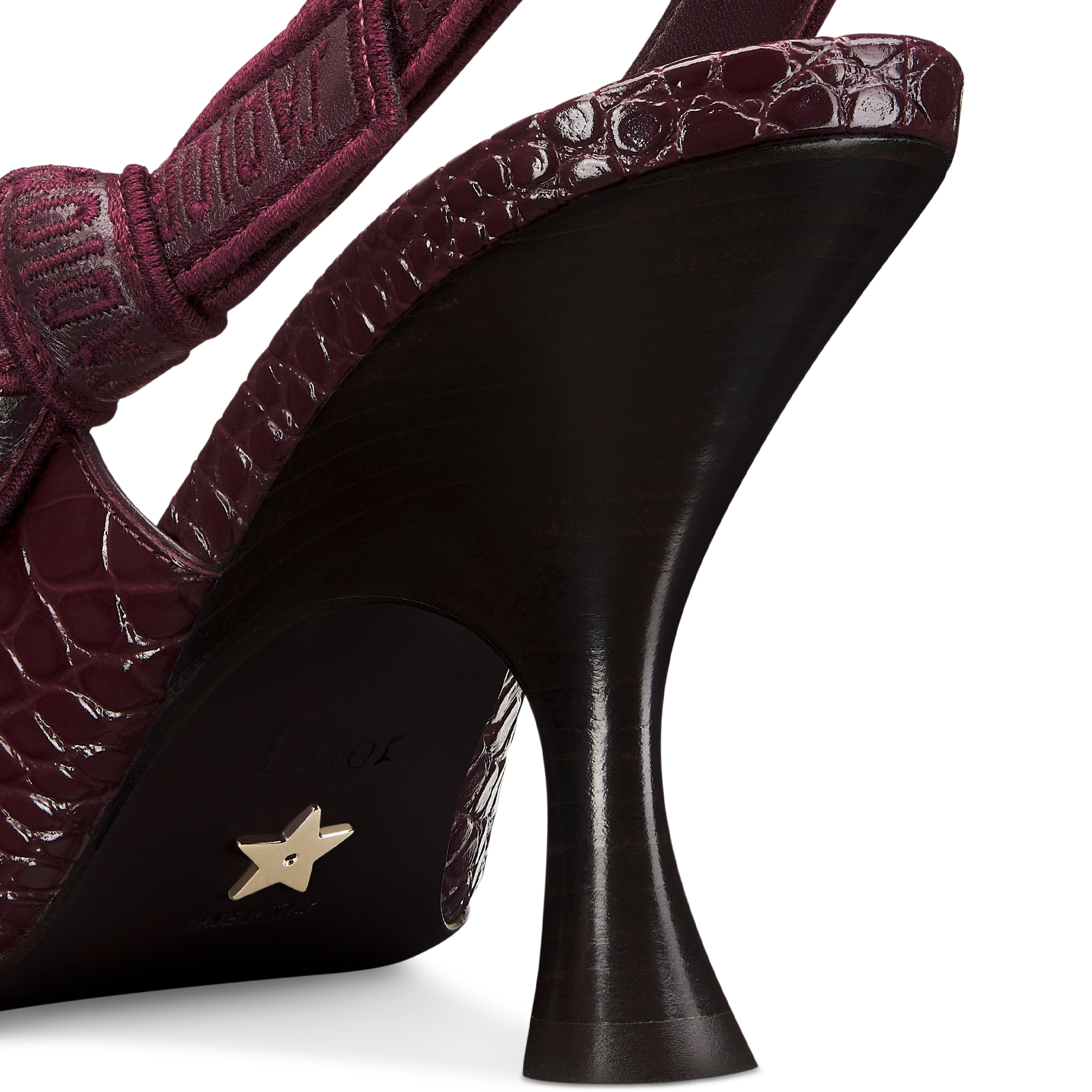 Décolleté slingback J'Adior Pelle di vitello color prugna con stampa ...