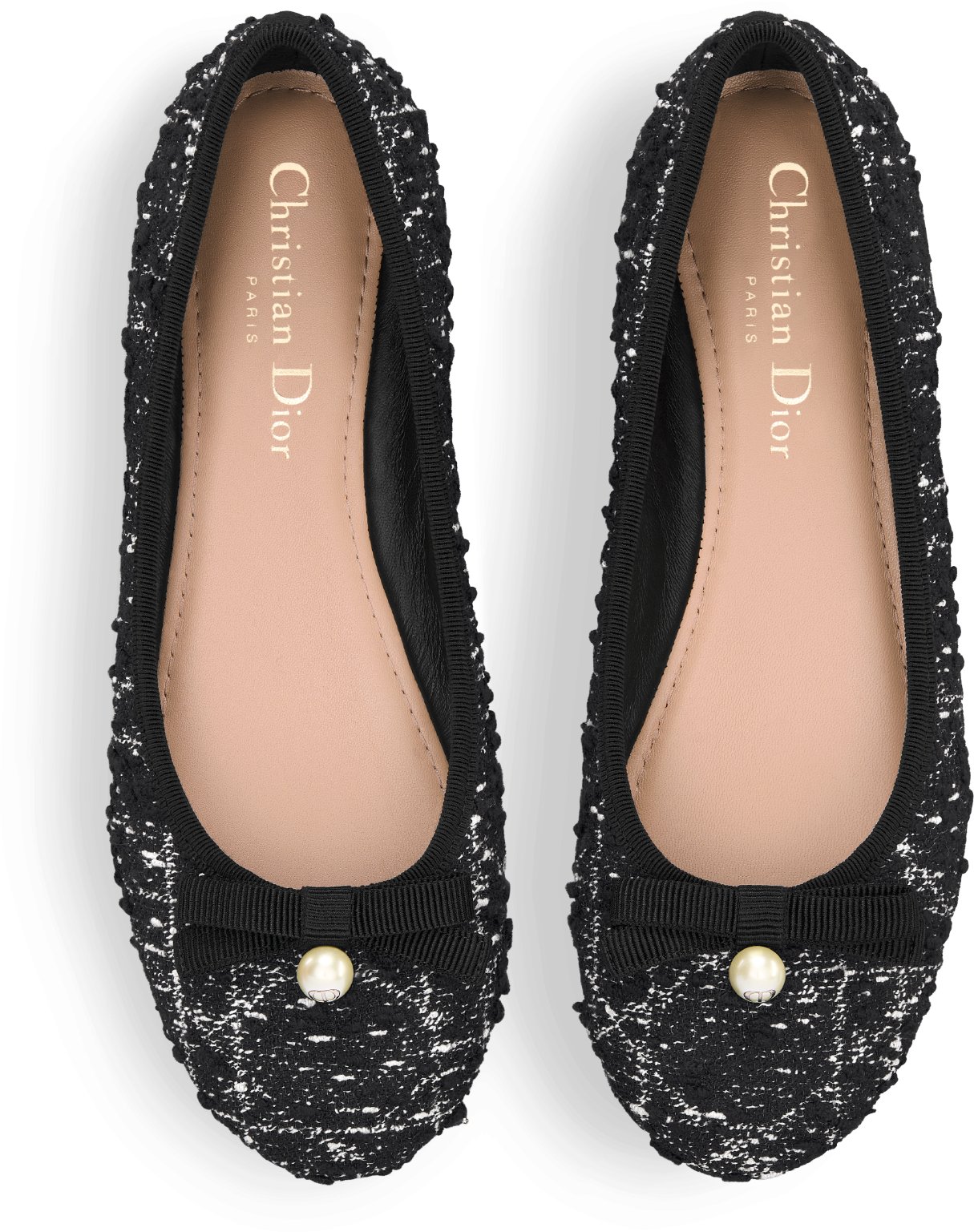 Dior Ballet Flat Black and White Cannage Tweed | DIOR