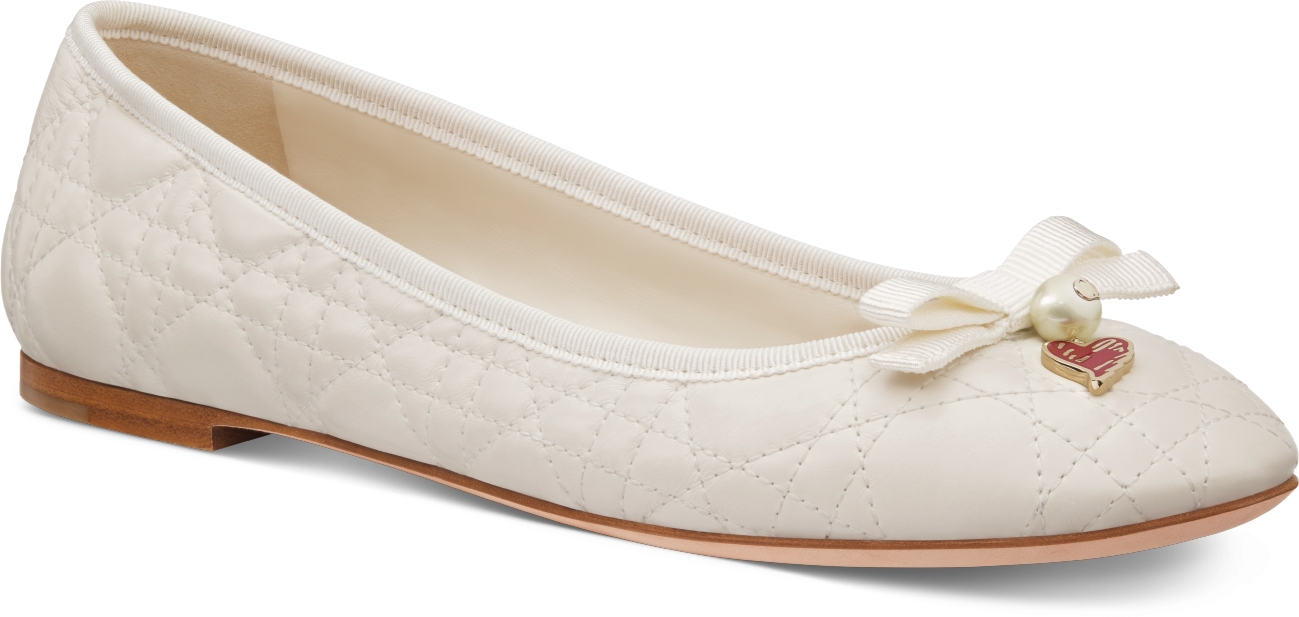 Dioramour Dior Ballet Flat White Quilted Cannage Calfskin | DIOR