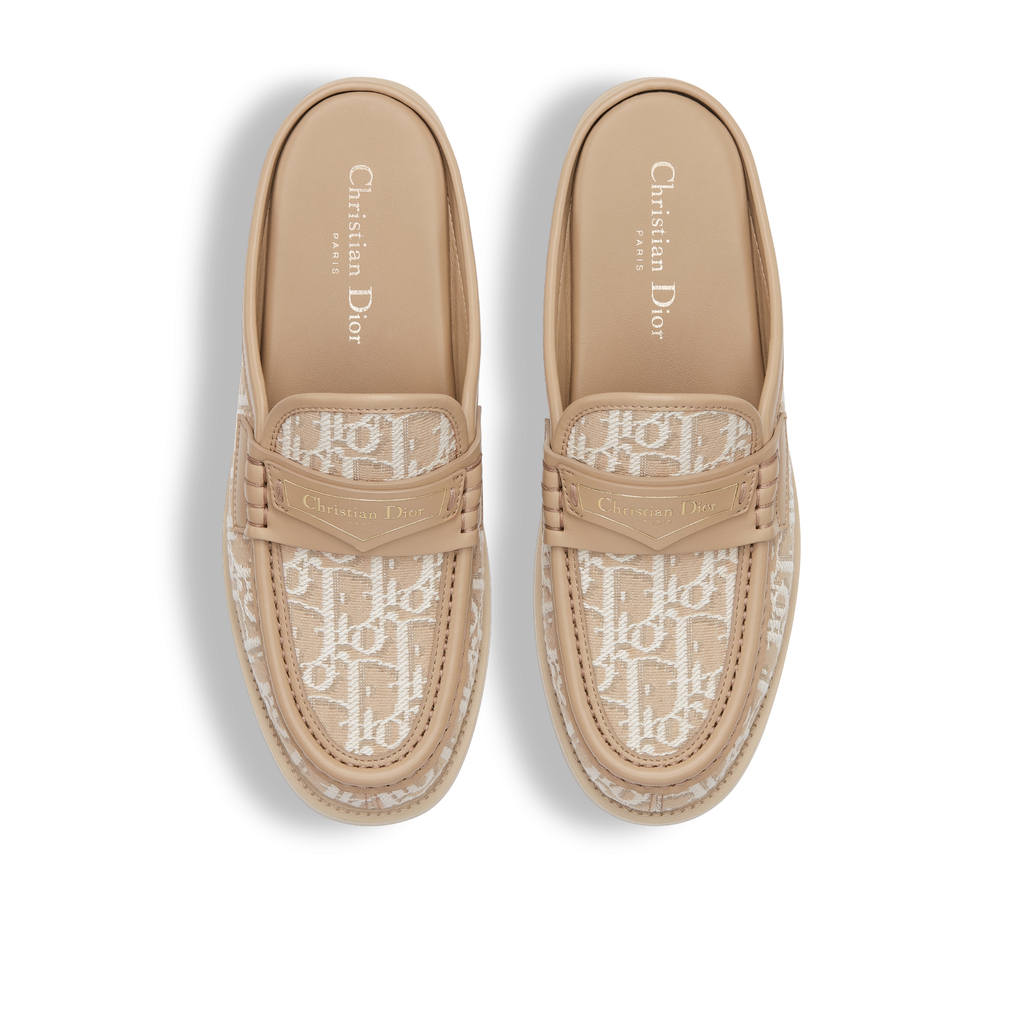 Mule Dior Boy Algodón beige bordado con el motivo Dior Oblique y ...