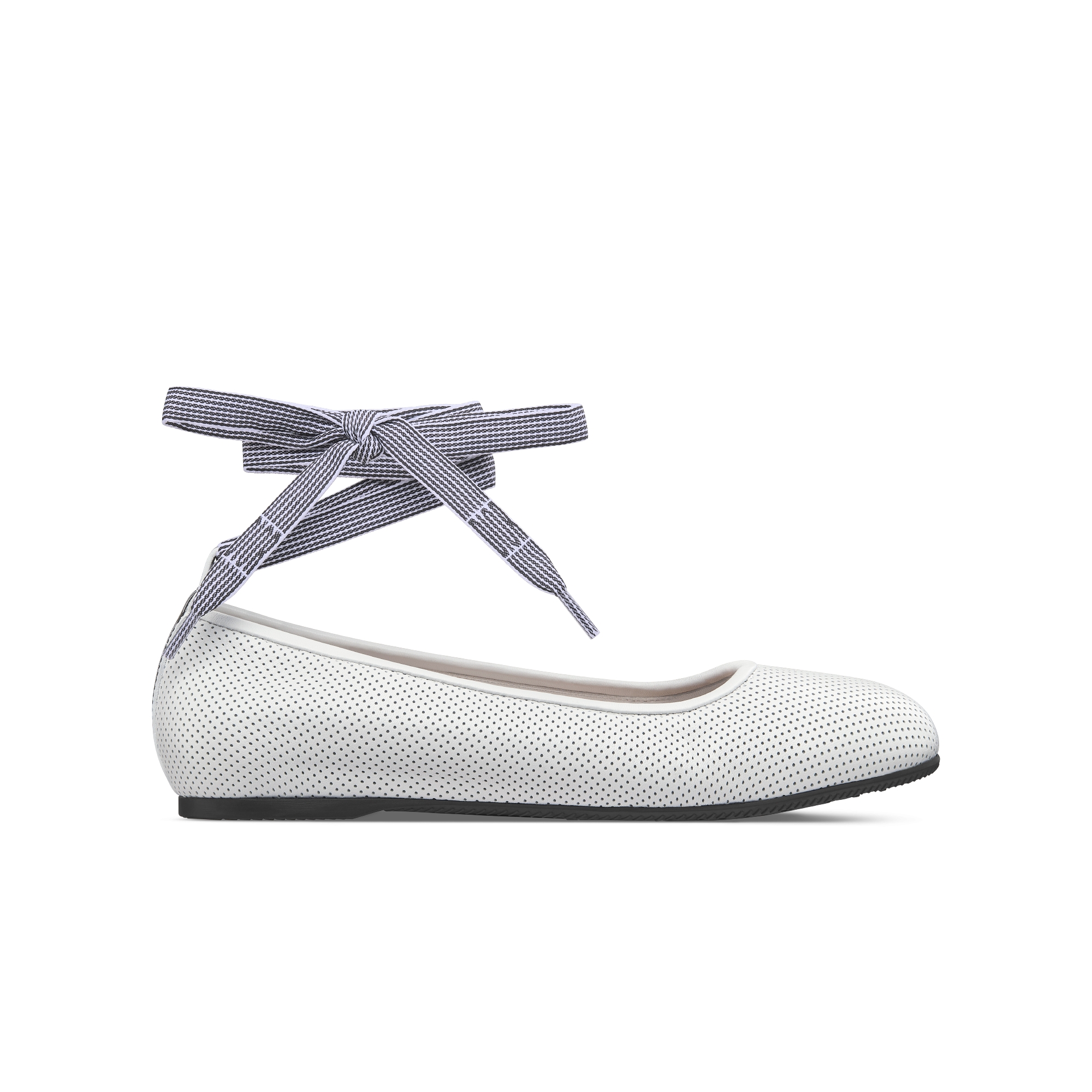 D-Journey Lace-Up Ballet Flat Black Perforated Supple Lambskin | DIOR