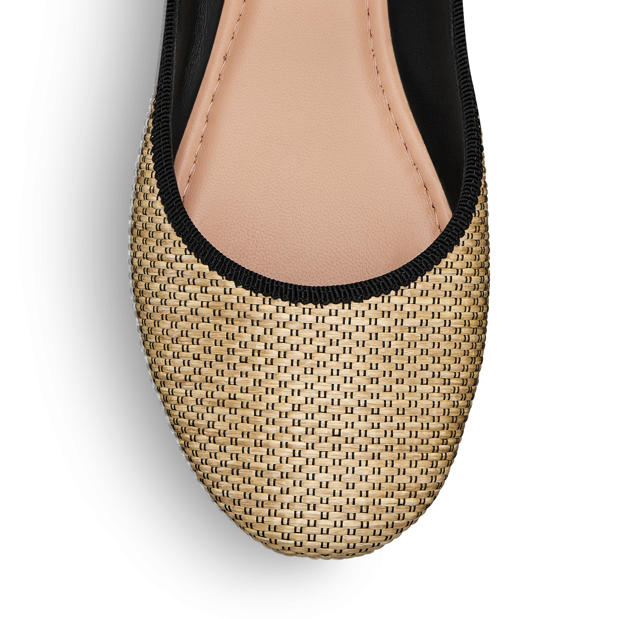 Dior Souvenir Lovely-D Ballet Flat Natural and Black Hamy Raffia | DIOR