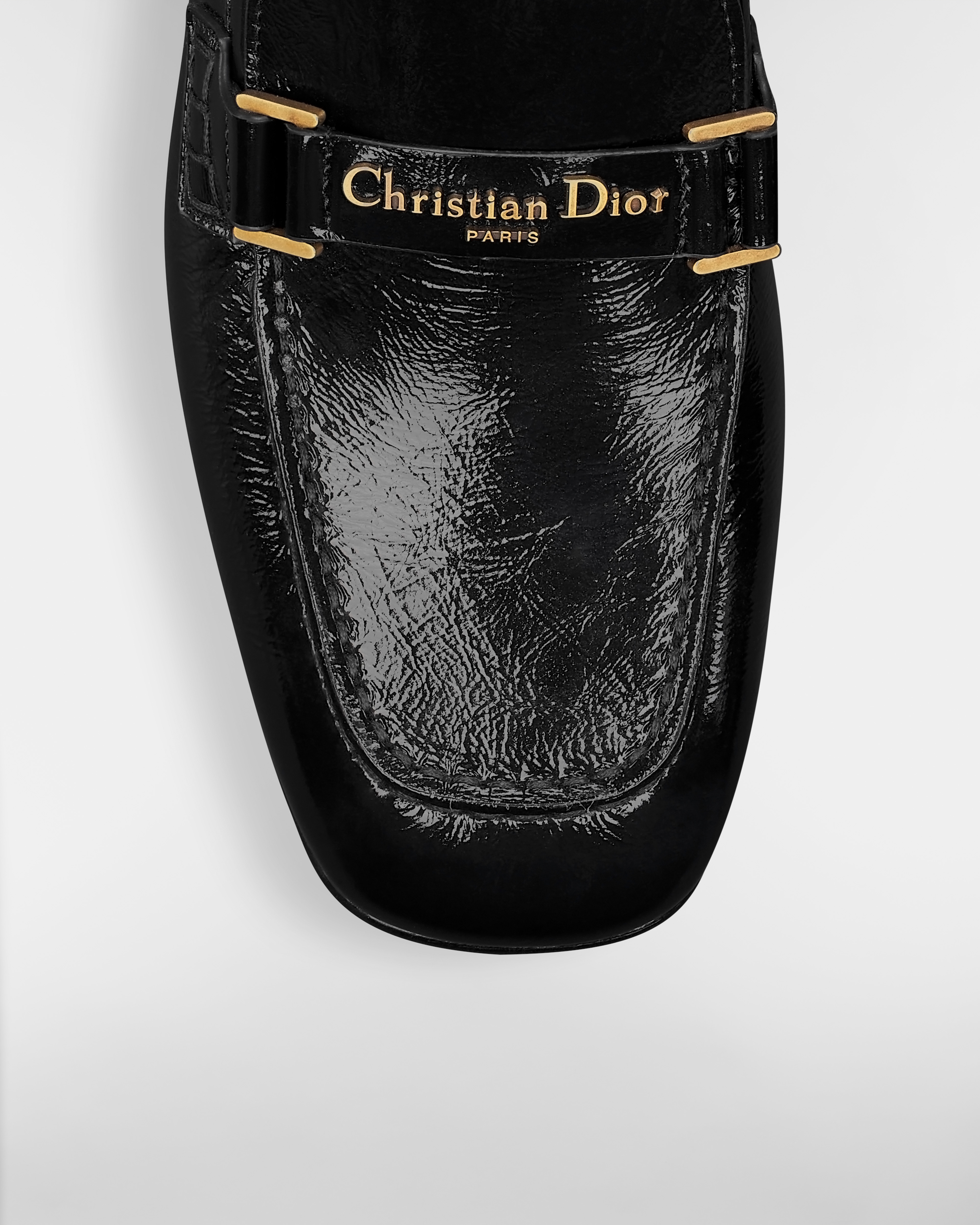 Monsieur Dior Loafer Black Crinkled Patent Calfskin | DIOR