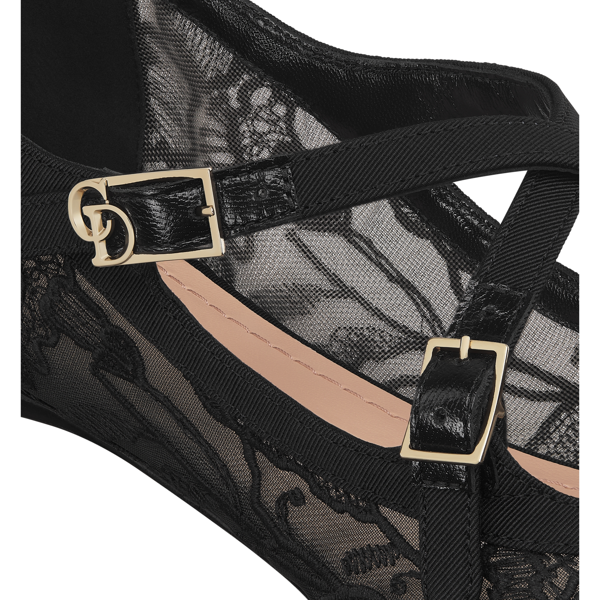 Very Dior Ballet Flat Transparent Mesh Embroidered with Black ...