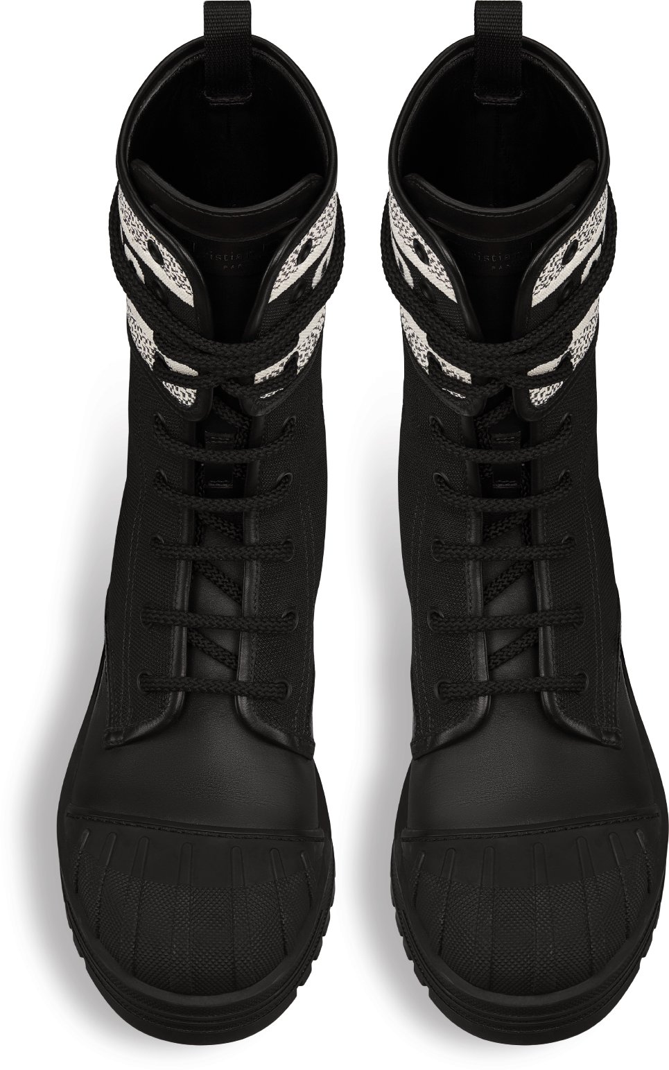 D-Major Ankle Boot Black and White Technical Fabric and Black Calfskin ...