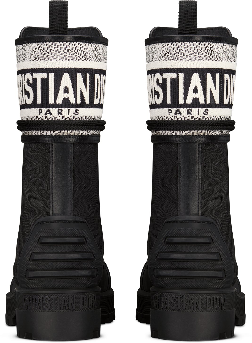 D-Major Ankle Boot Black and White Technical Fabric and Black Calfskin ...