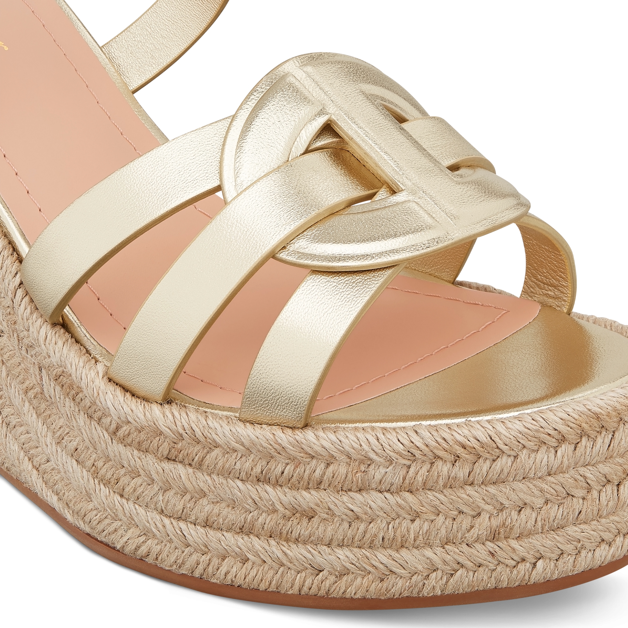 D-Club Wedge Sandal Gold-Tone Laminated Lambskin | DIOR
