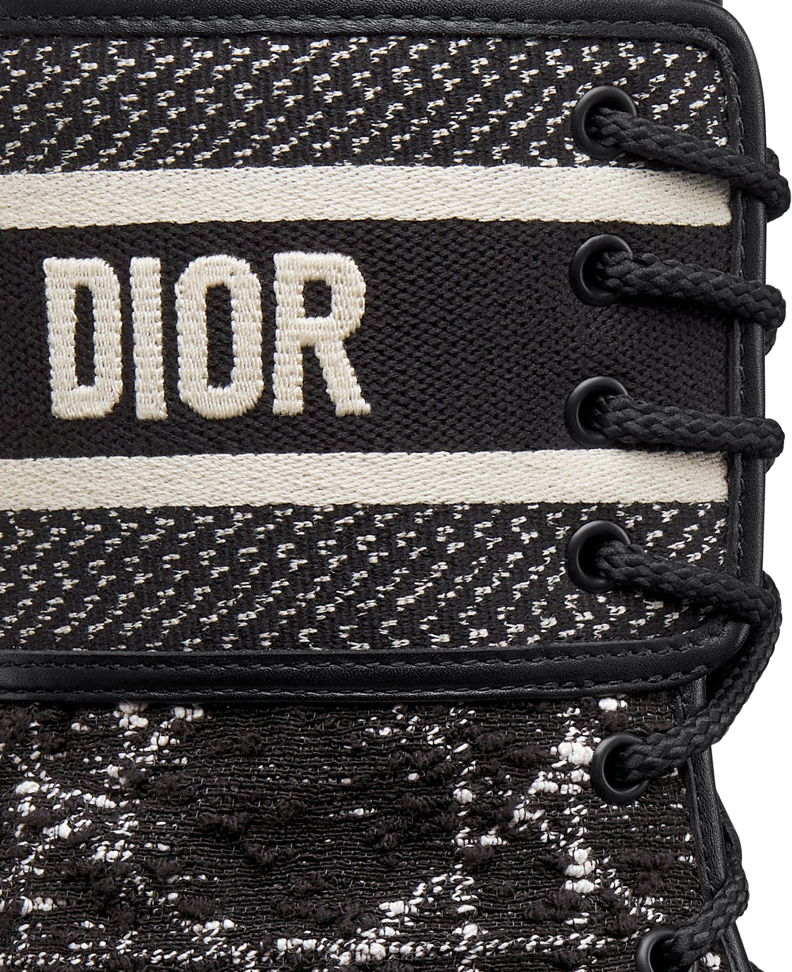 D-Major Ankle Boot Black and White Cannage Tweed and Black Calfskin | DIOR