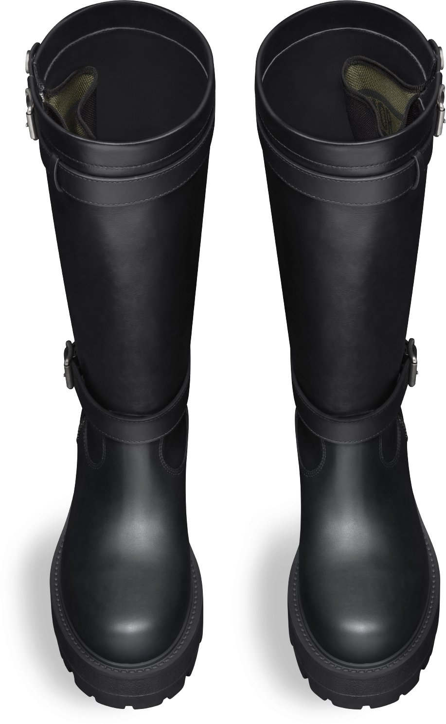 D-Major Boot Black Calfskin and Khaki and Black Technical Fabric | DIOR