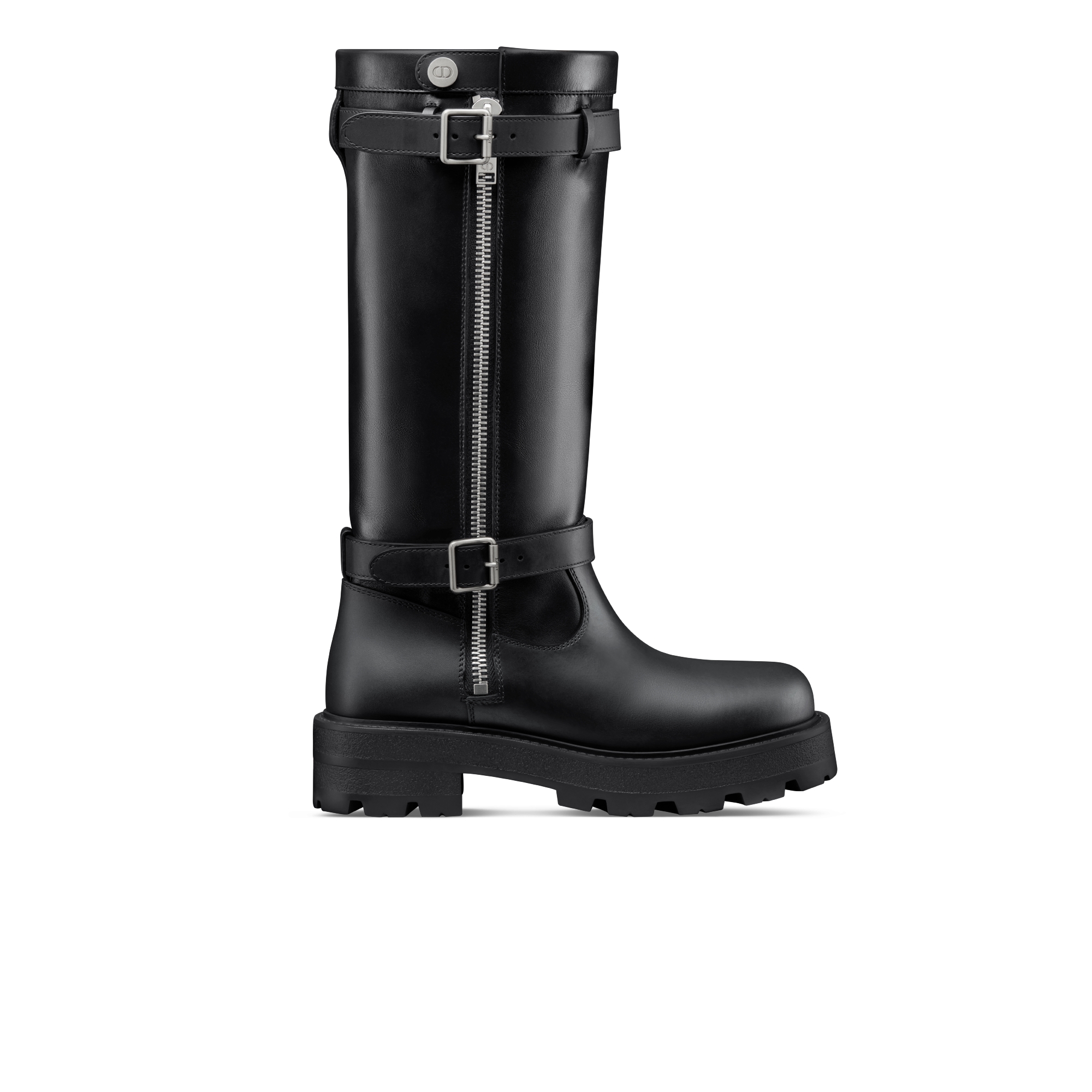 D-Major Boot Black Calfskin and Khaki and Black Technical Fabric | DIOR