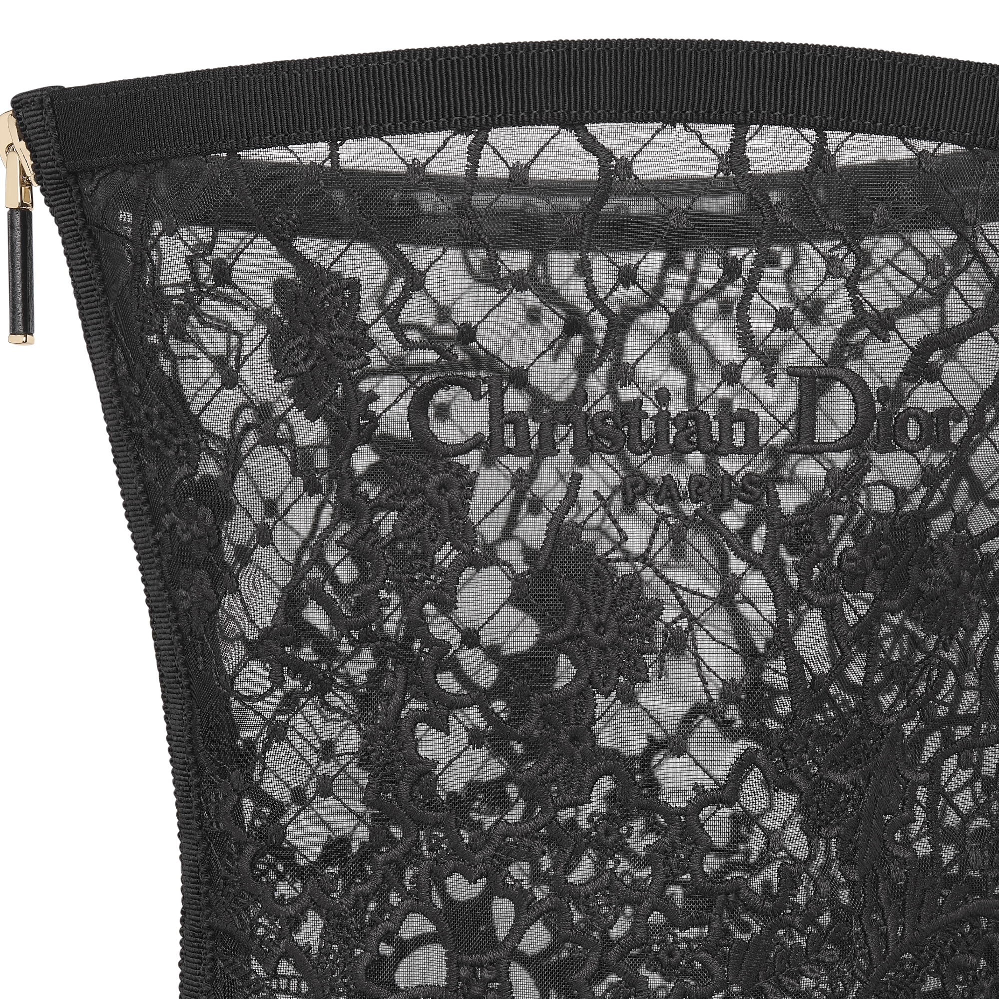 Naughtily-D Heeled Thigh Boot Transparent Mesh Embroidered with Black ...