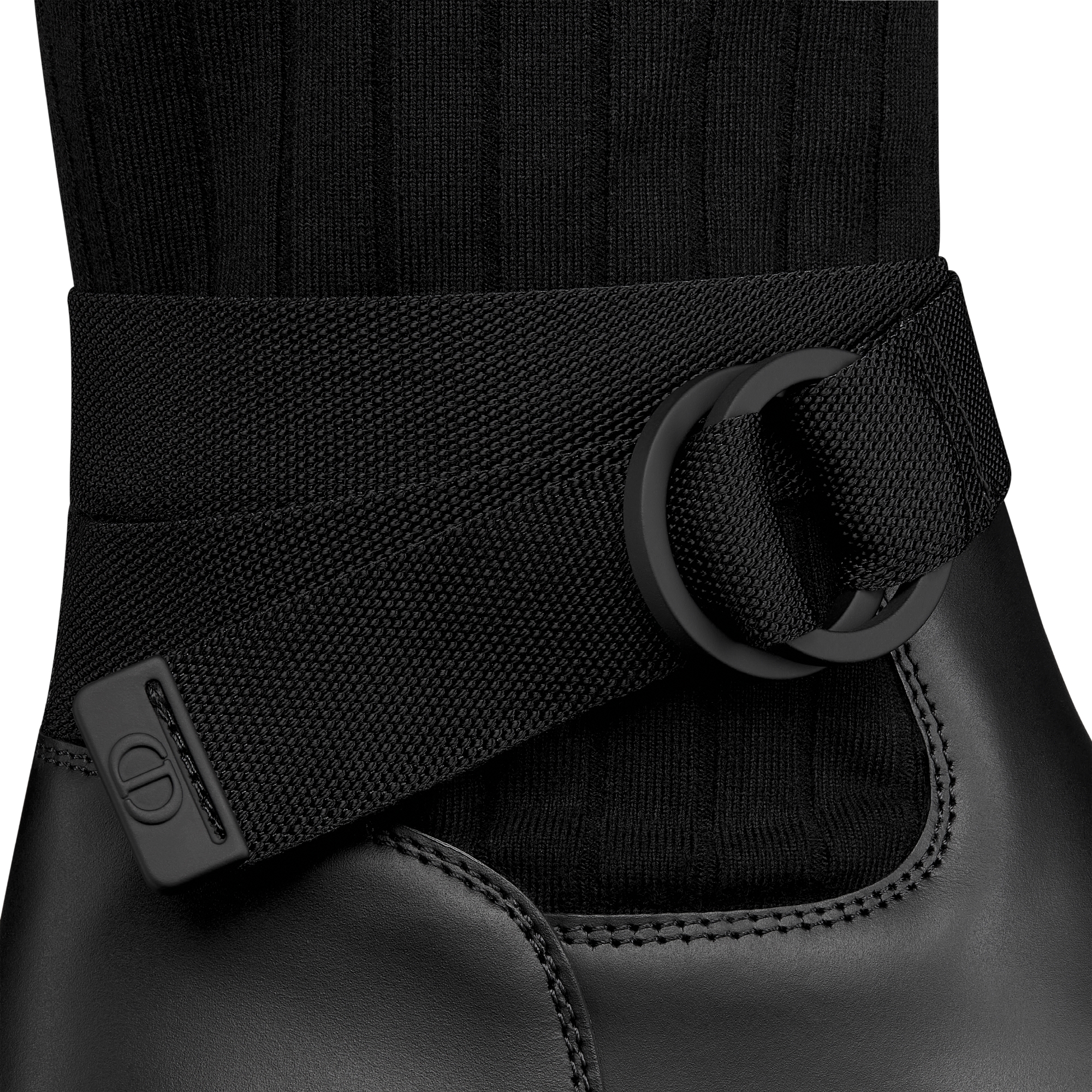D-Major Ankle Boot Black Calfskin with Black and White Technical Knit ...