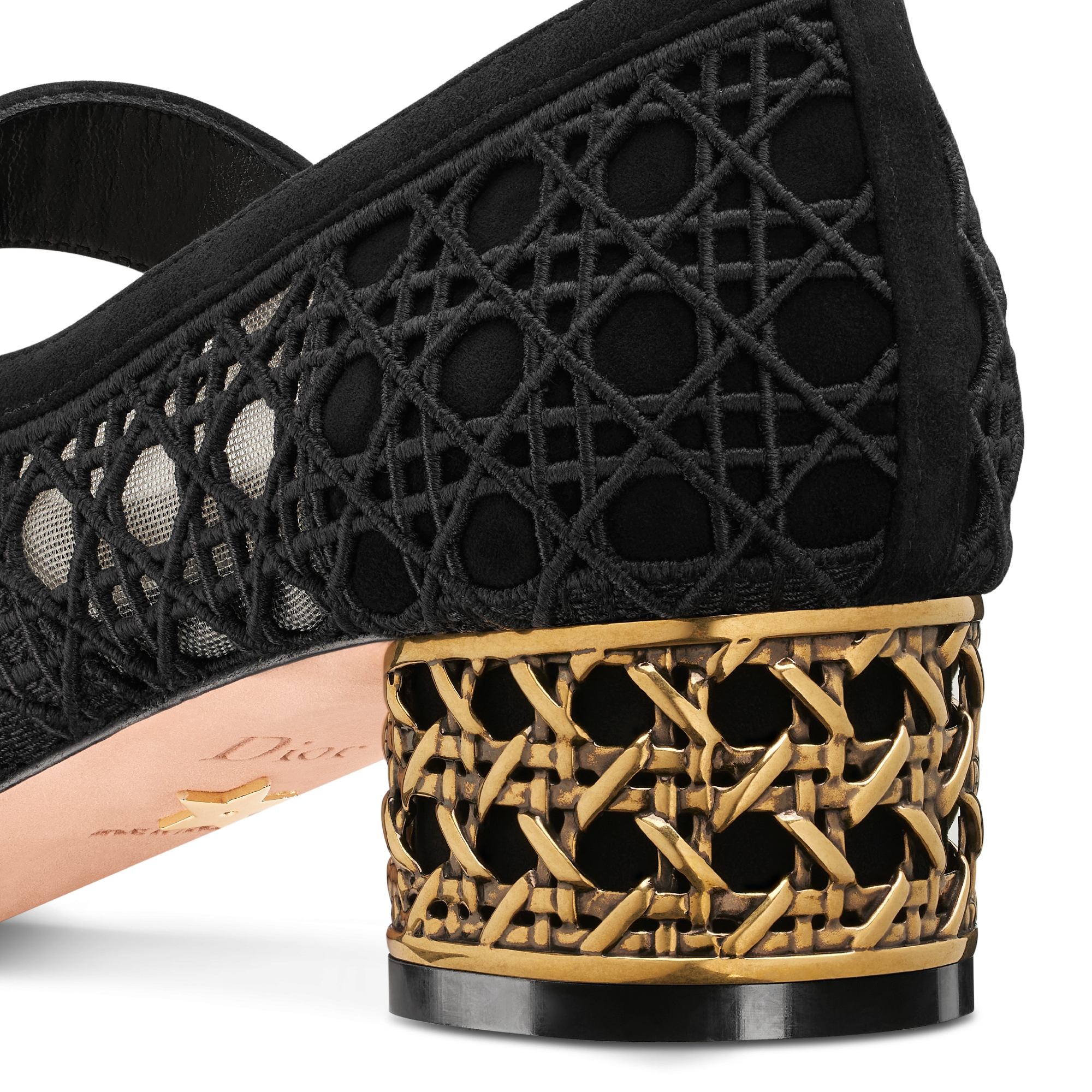 Dior Icon Pump Transparent Mesh Embroidered with Black Cannage Motif ...