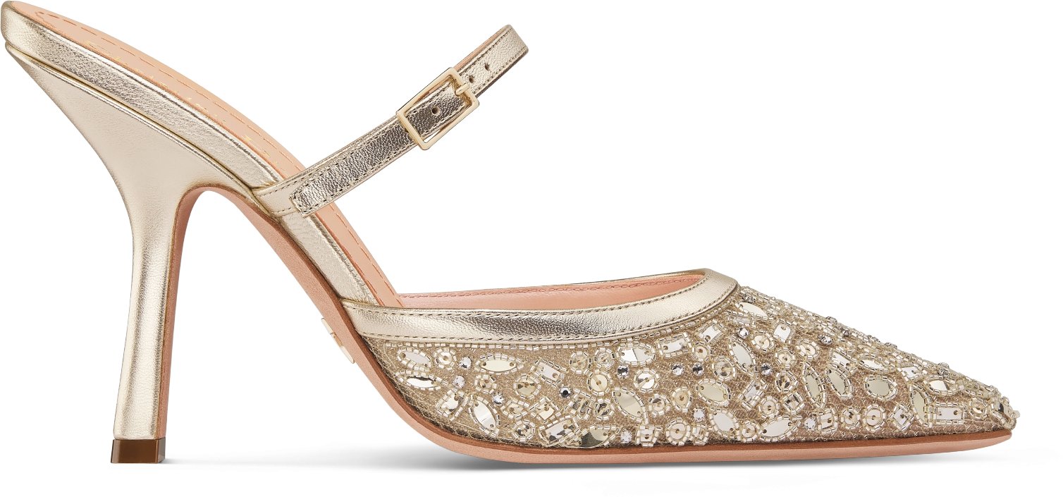 Dior Or Dior Capture Heeled Mule Gold-Tone Laminated Lambskin and ...