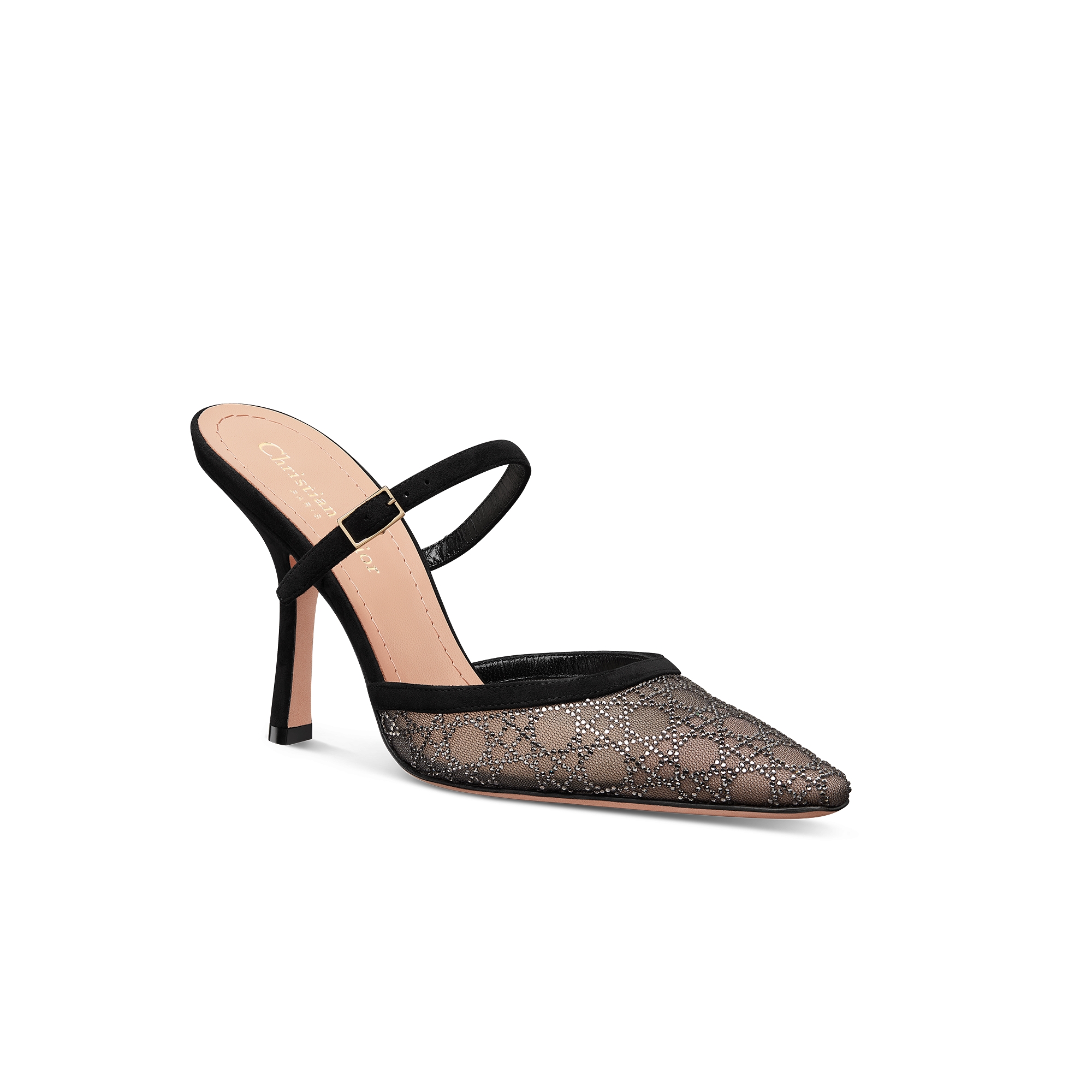 Dior Capture Heeled Mule Transparent Mesh with Silver-Tone Strass ...