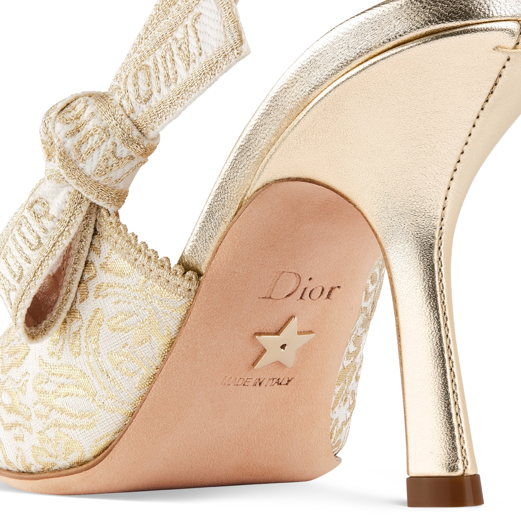 J'Adior Slingback Pump White Cotton Embroidered with Millefiori Motif ...