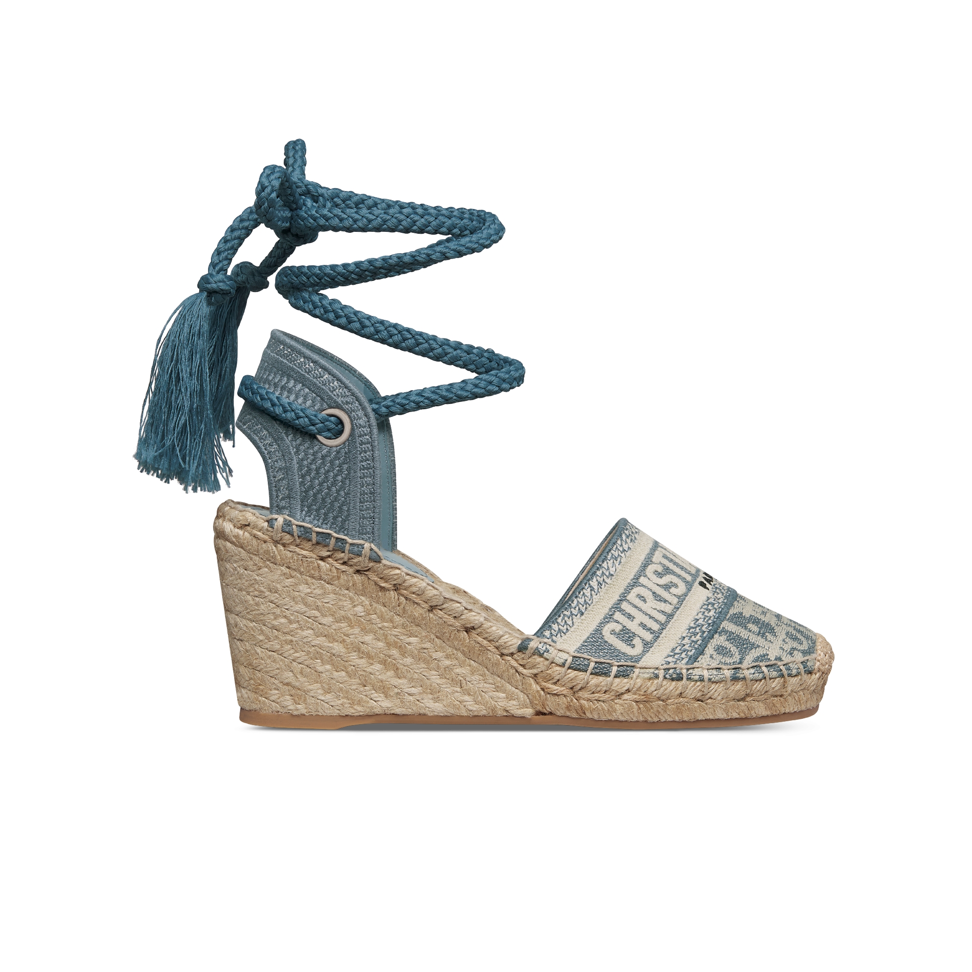 Dior Granville Wedge Espadrille Chambray Blue and Ecru Dior Oblique ...