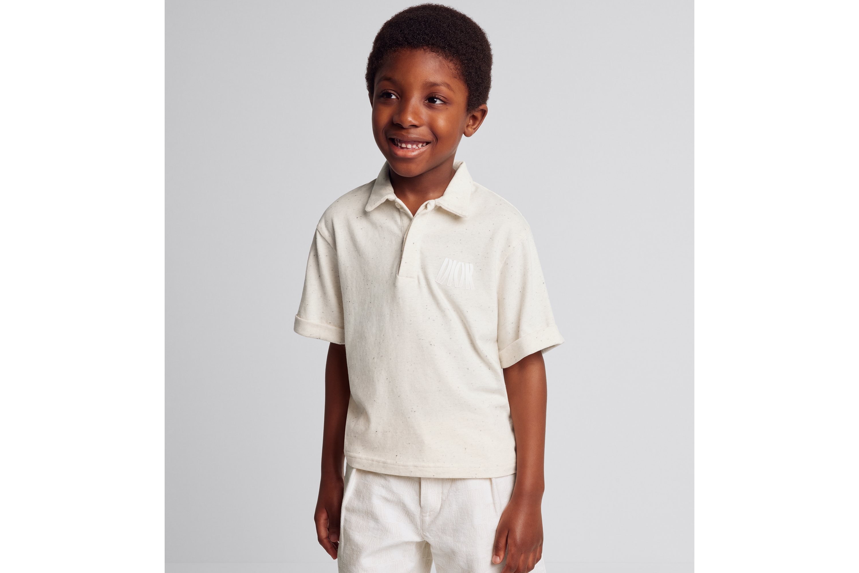 Kids' Polo Shirt Mottled Beige Cotton Jersey | DIOR