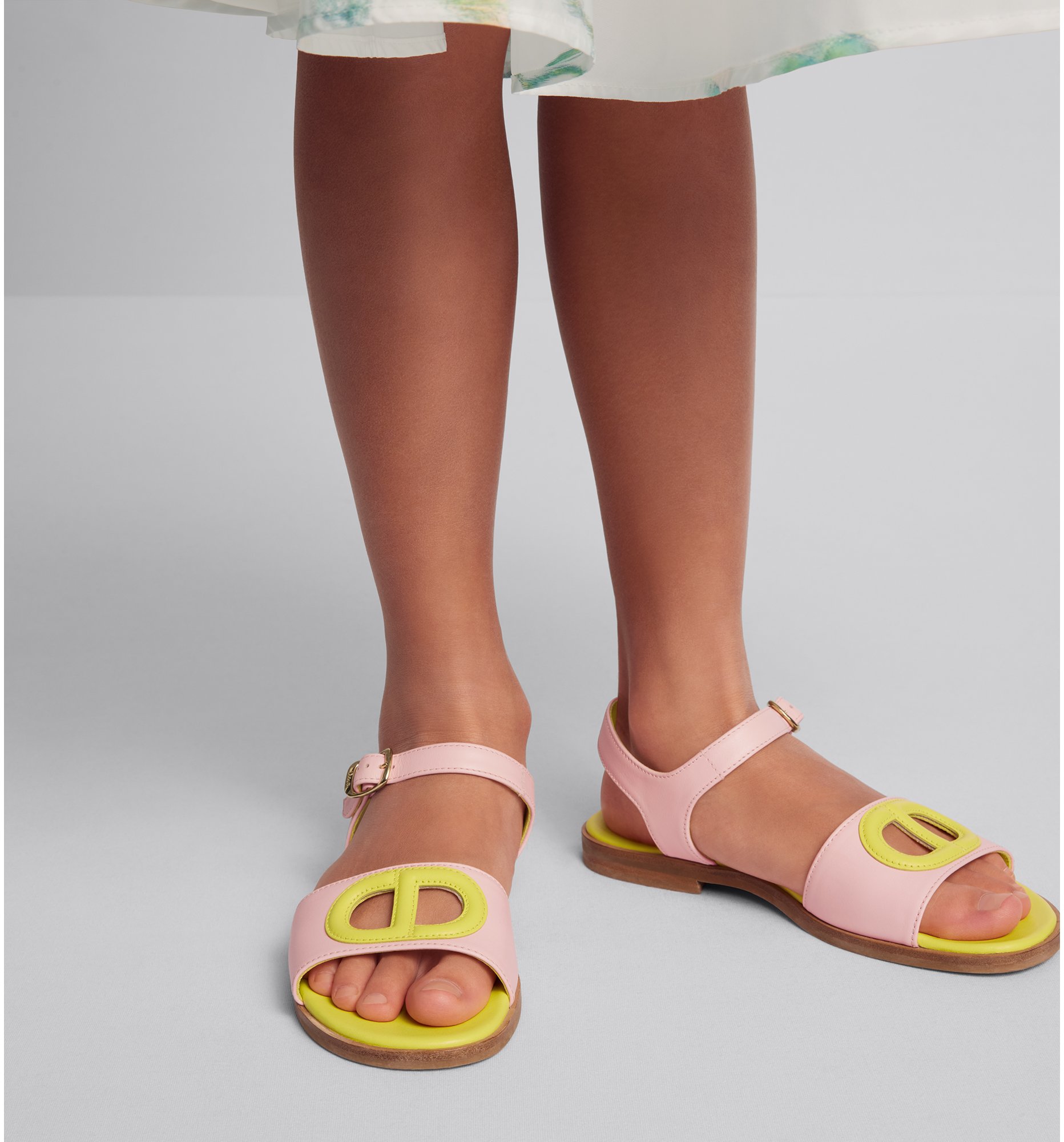 Sandalo per bambini Pelle di vitello rosa e gialla | DIOR