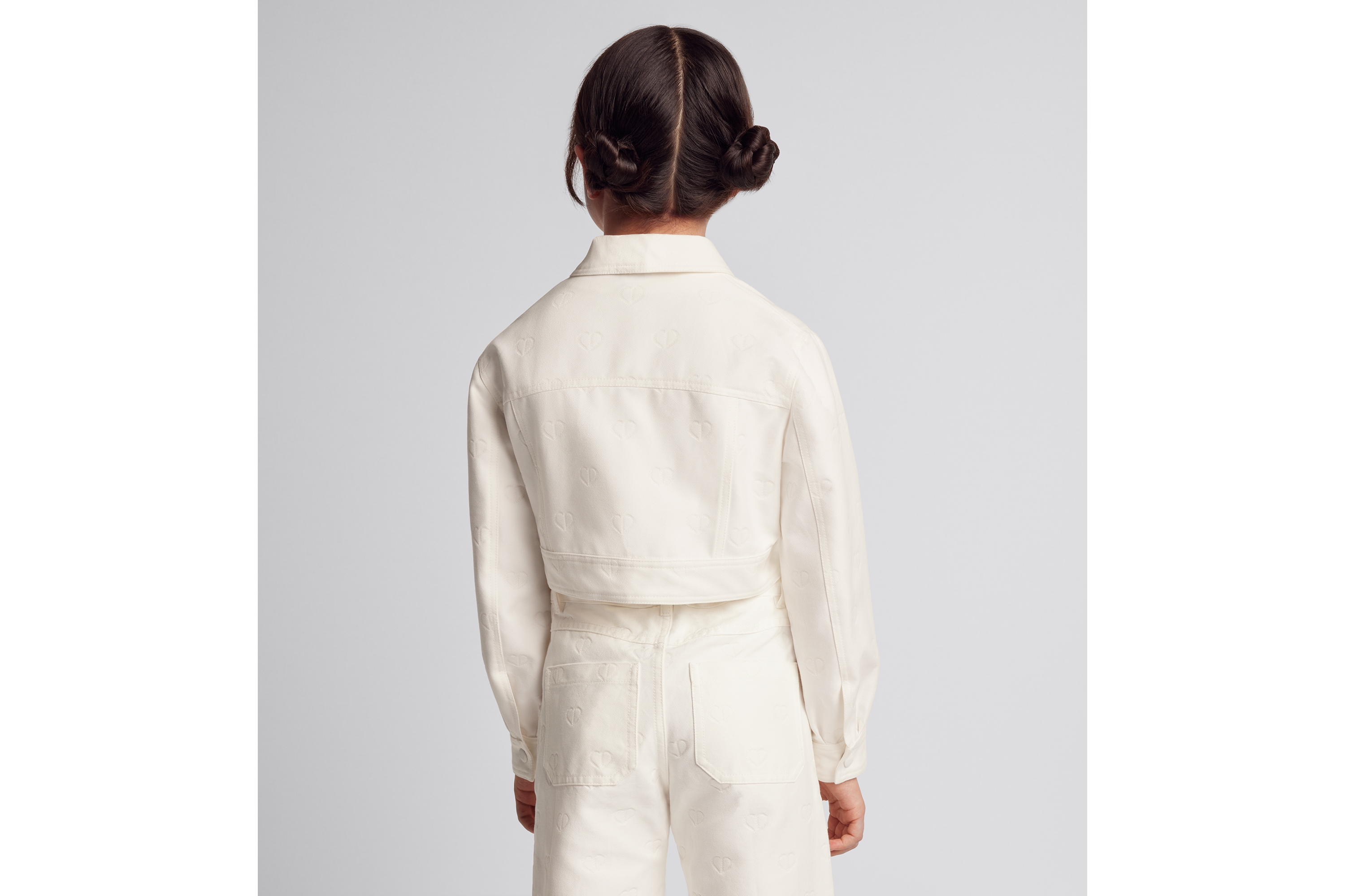 Kids' Cropped Jacket Ivory Cotton Gabardine with Shiny CD Heart ...