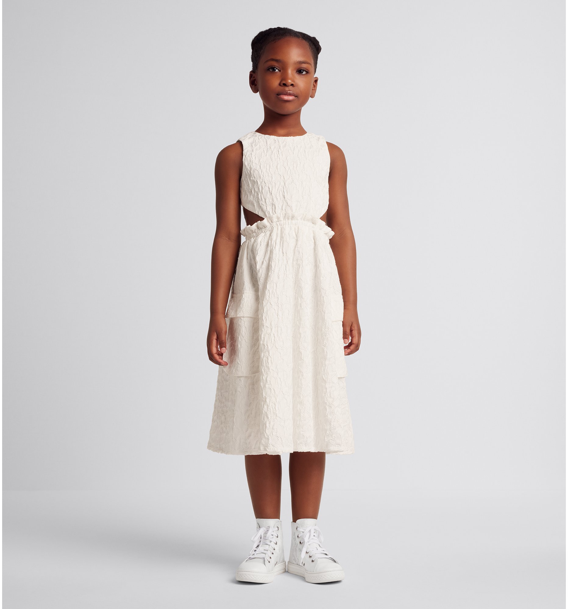 Robe évasée enfant Toile jacquard à effet cloqué ivoire | DIOR