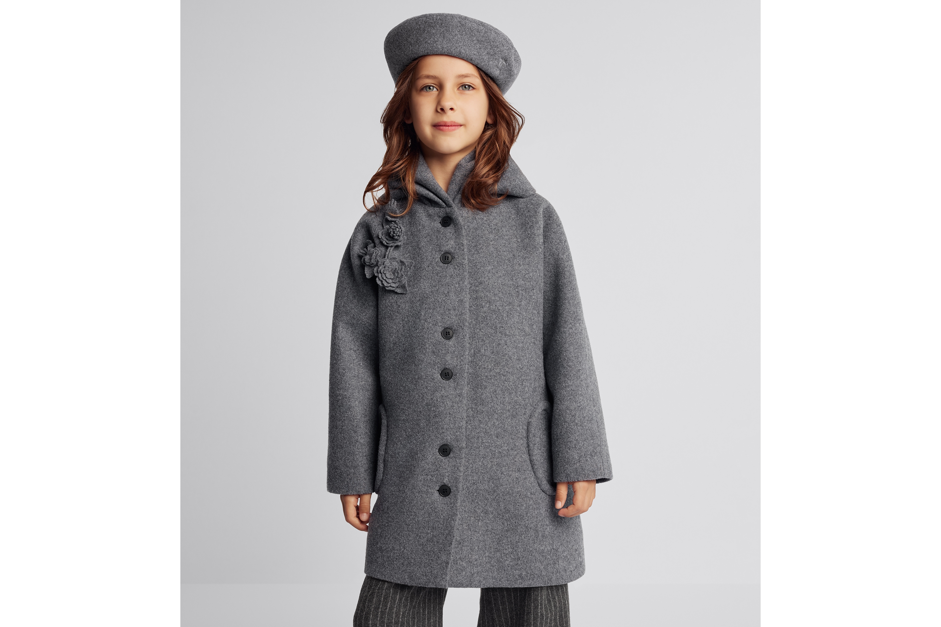Kids' Coat Heathered Gray Wool Flannel | DIOR