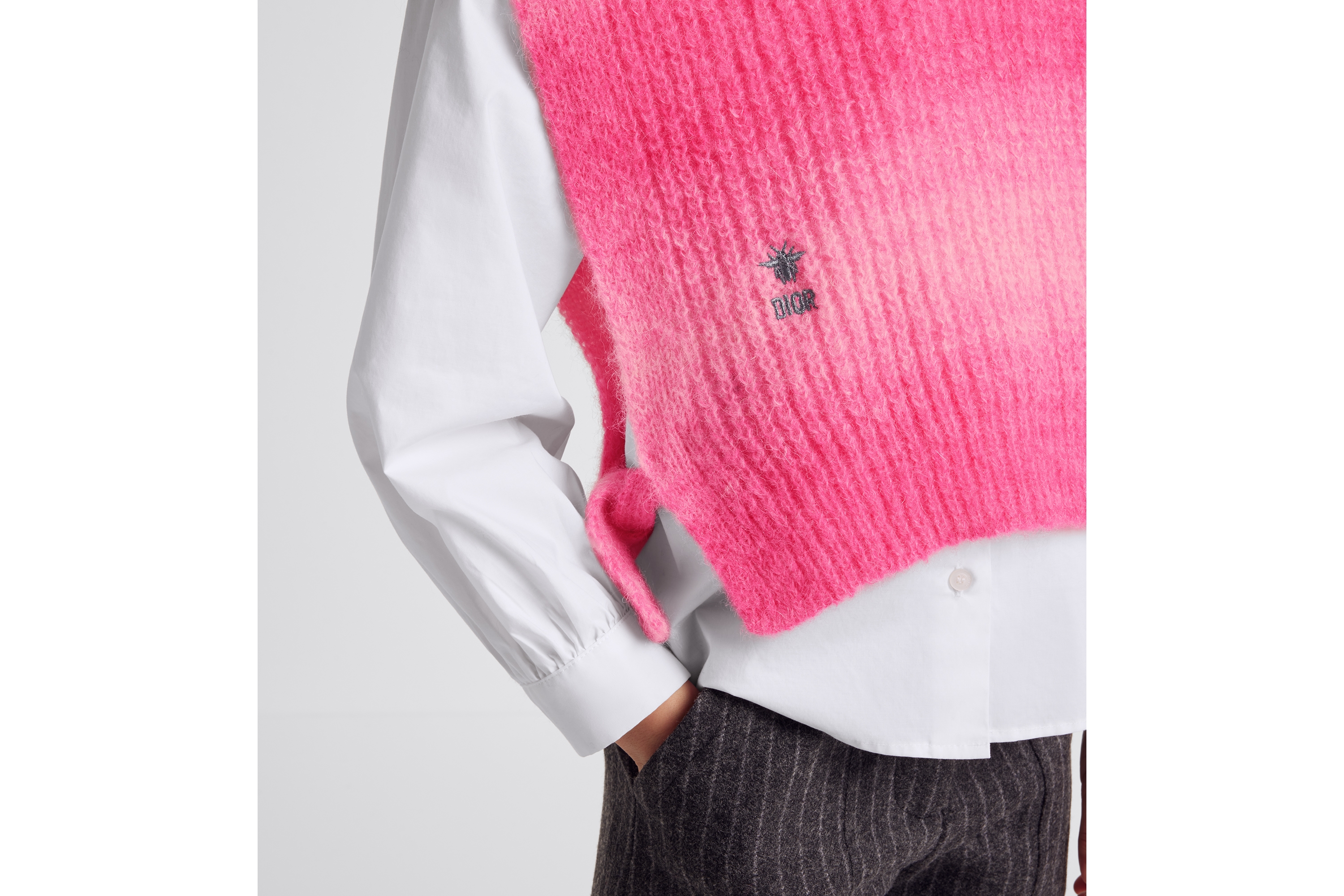 Kids' Sweater Vest Gradient Pink Mohair and Alpaca Blend Knit | DIOR