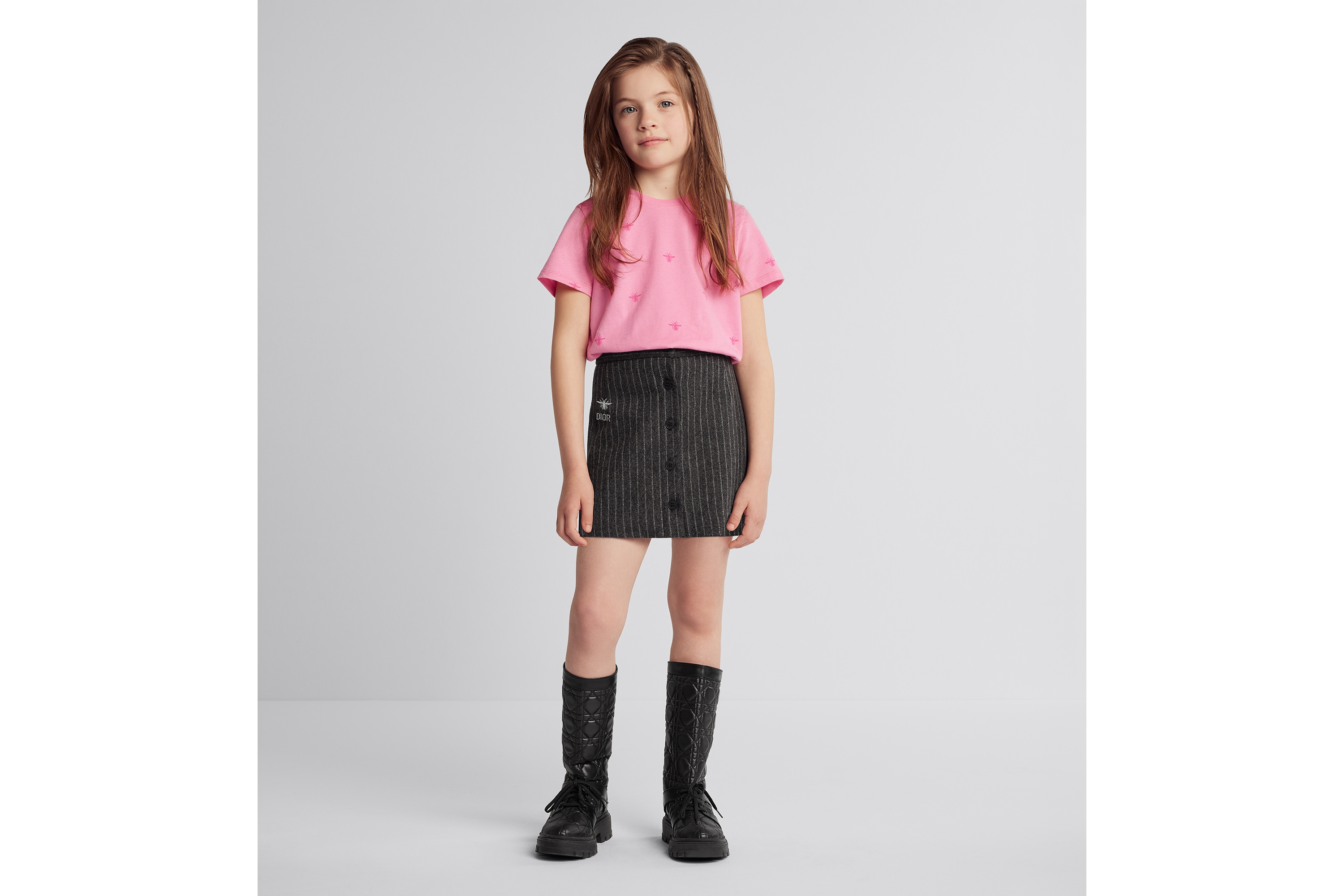 Kids' T-Shirt Pink Cotton Jersey with Bee Motif | DIOR