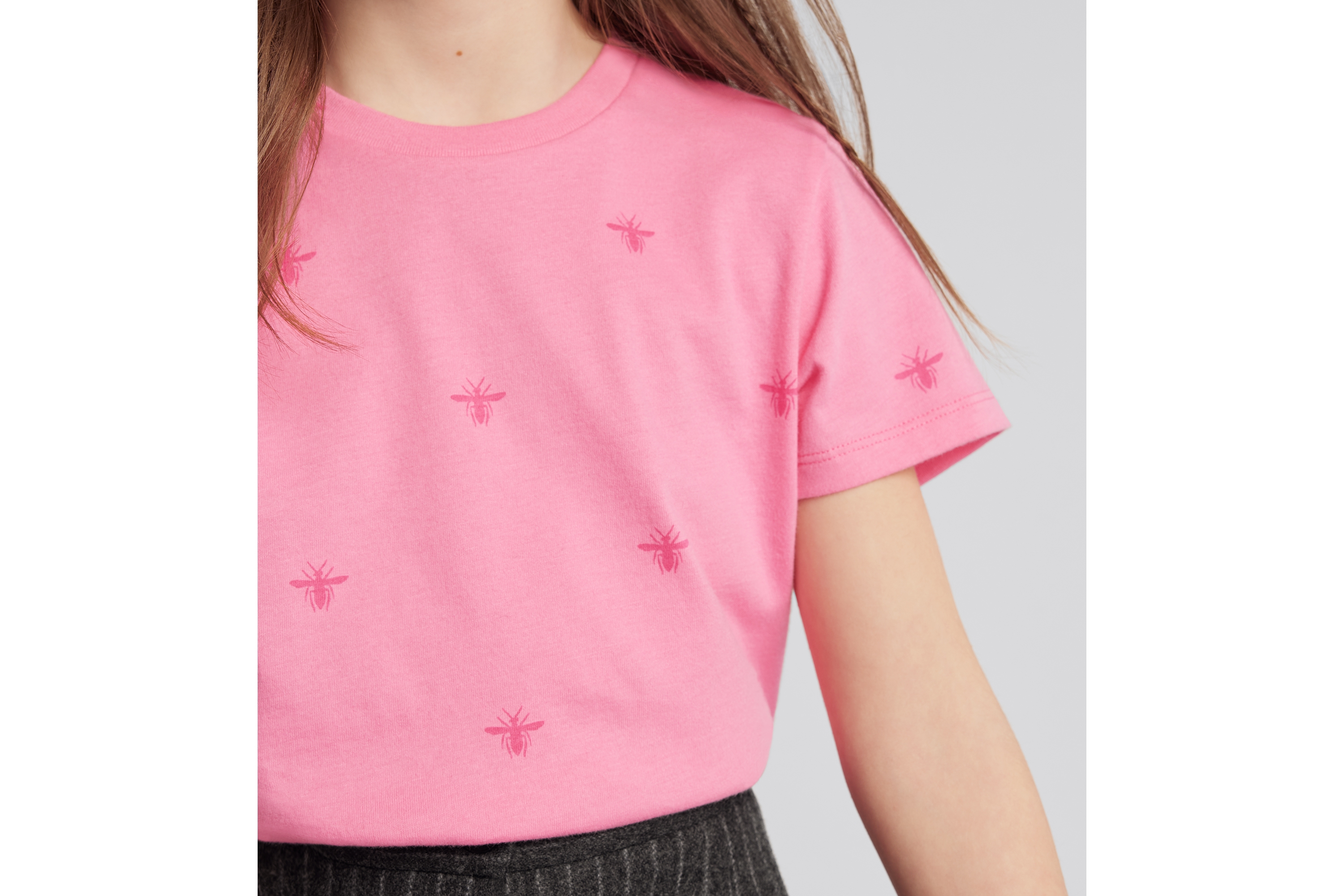 Kids' T-Shirt Pink Cotton Jersey with Bee Motif | DIOR