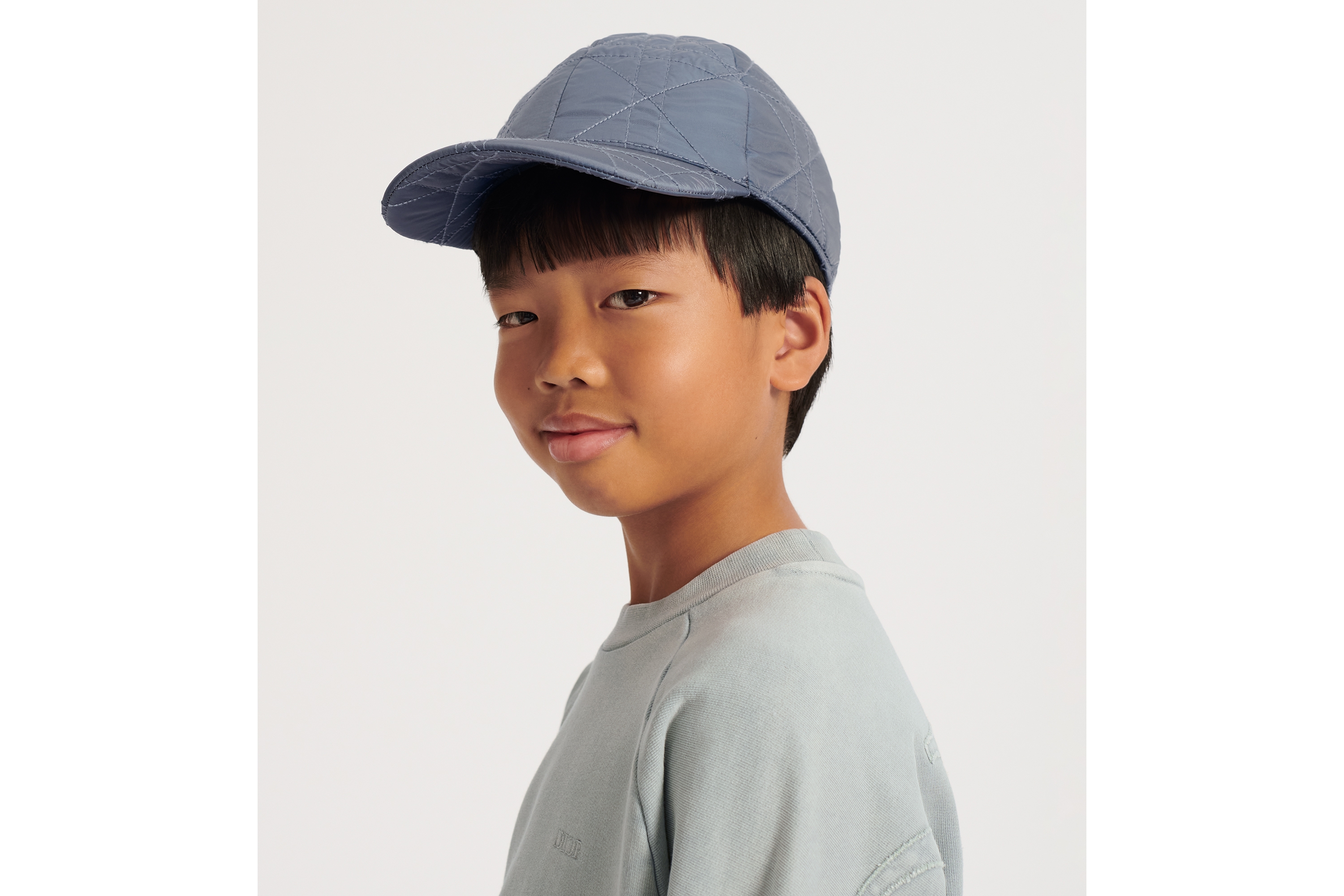 Kids' Cap Steel Blue Cannage Water-Repellent Satin-Finish Technical ...