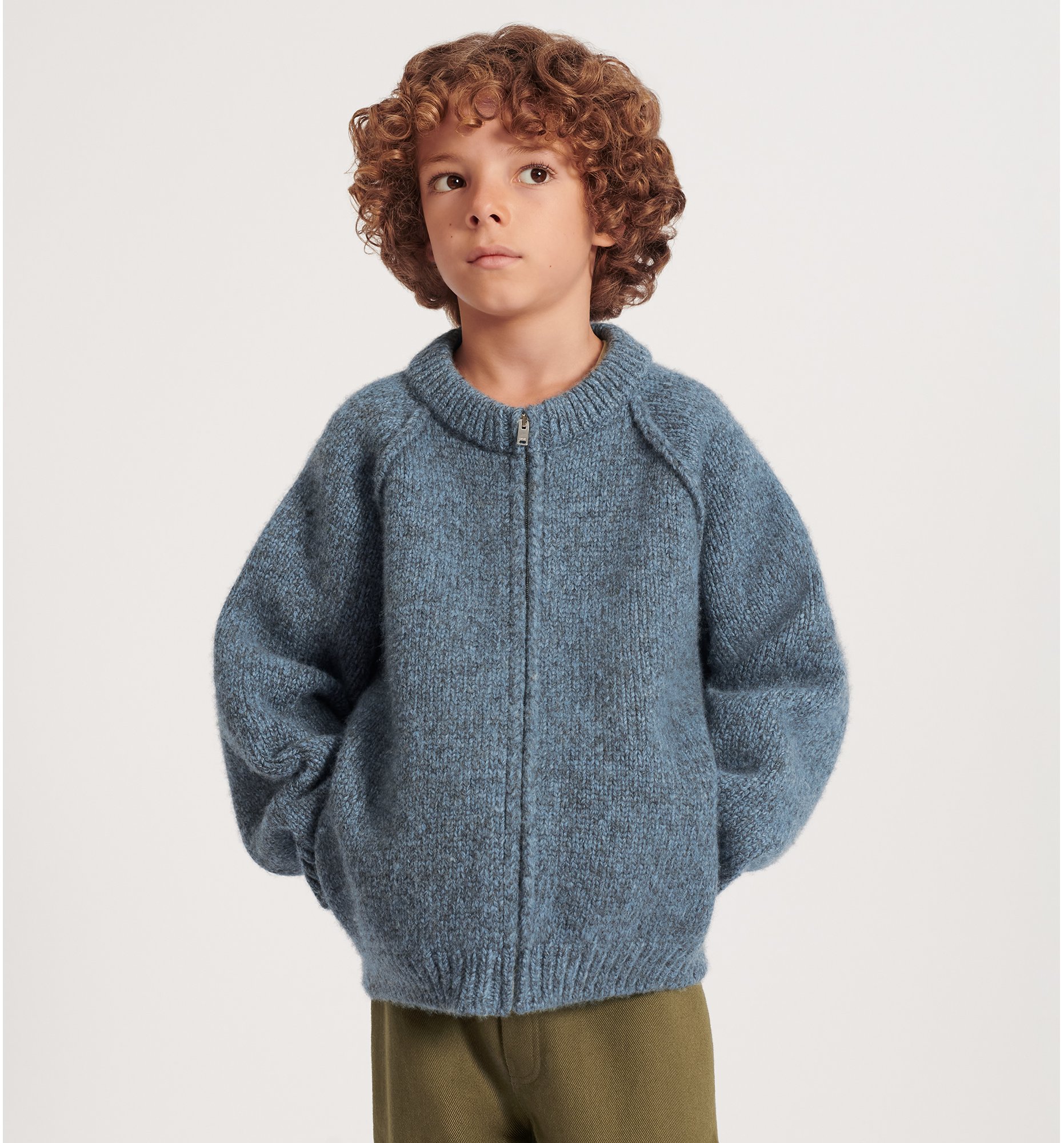 Kids' Jacket Gray-Blue Wool Mouliné Knit | DIOR