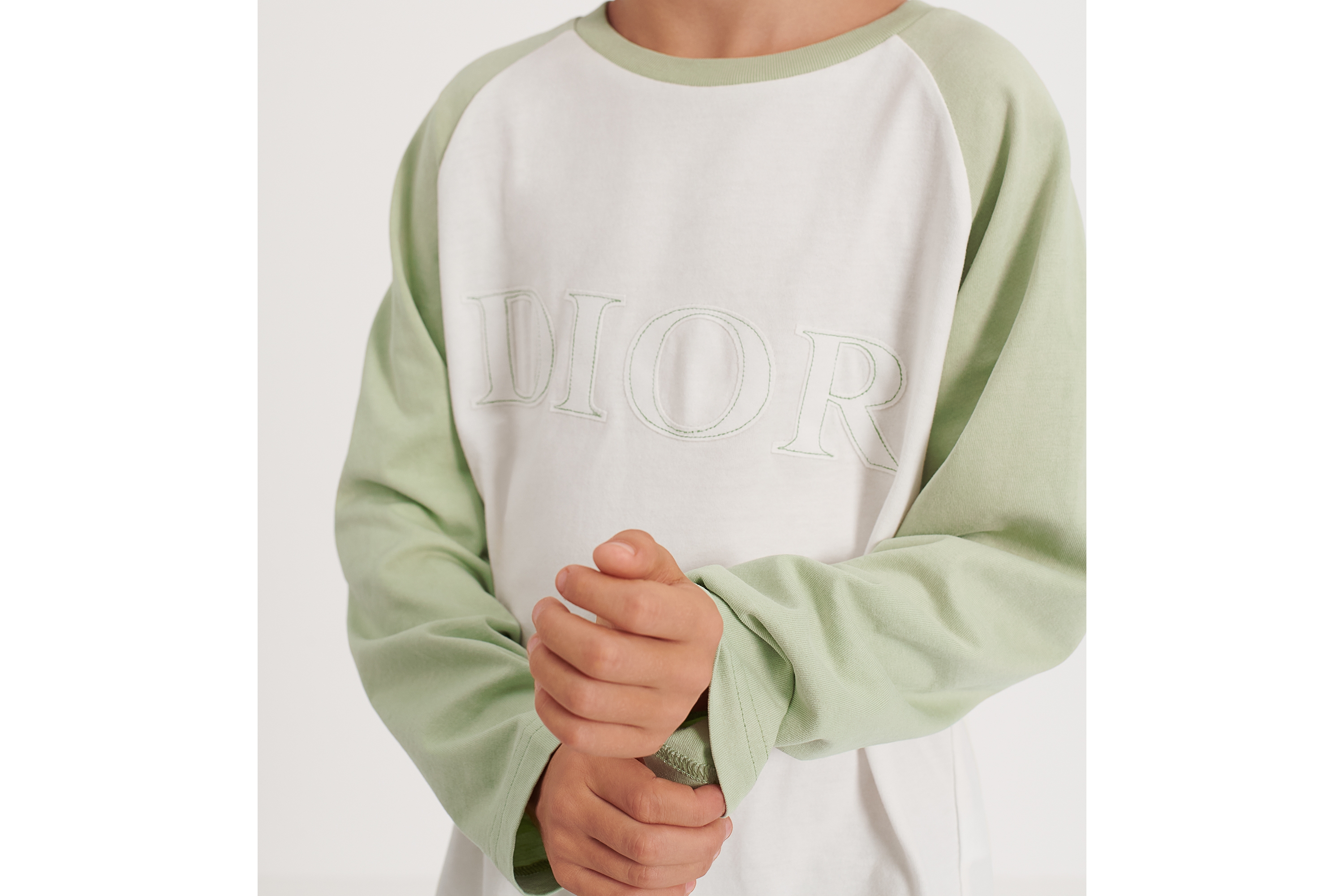 Kids' Long-Sleeved T-Shirt Ivory and Almond Cotton Jersey | DIOR