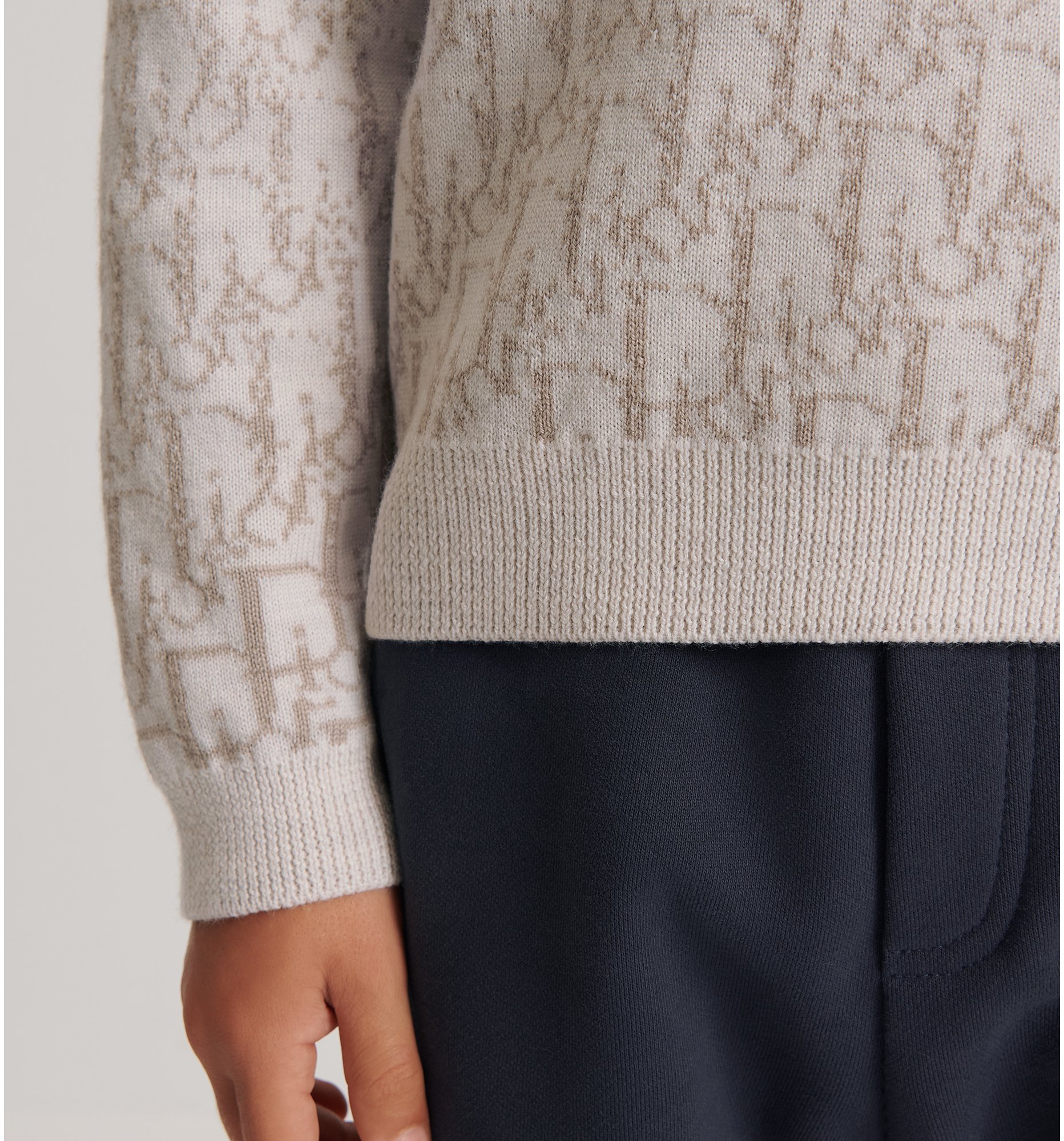 Kids' Sweater Beige Wool Knit with Gradient Gray Dior Oblique Jacquard ...