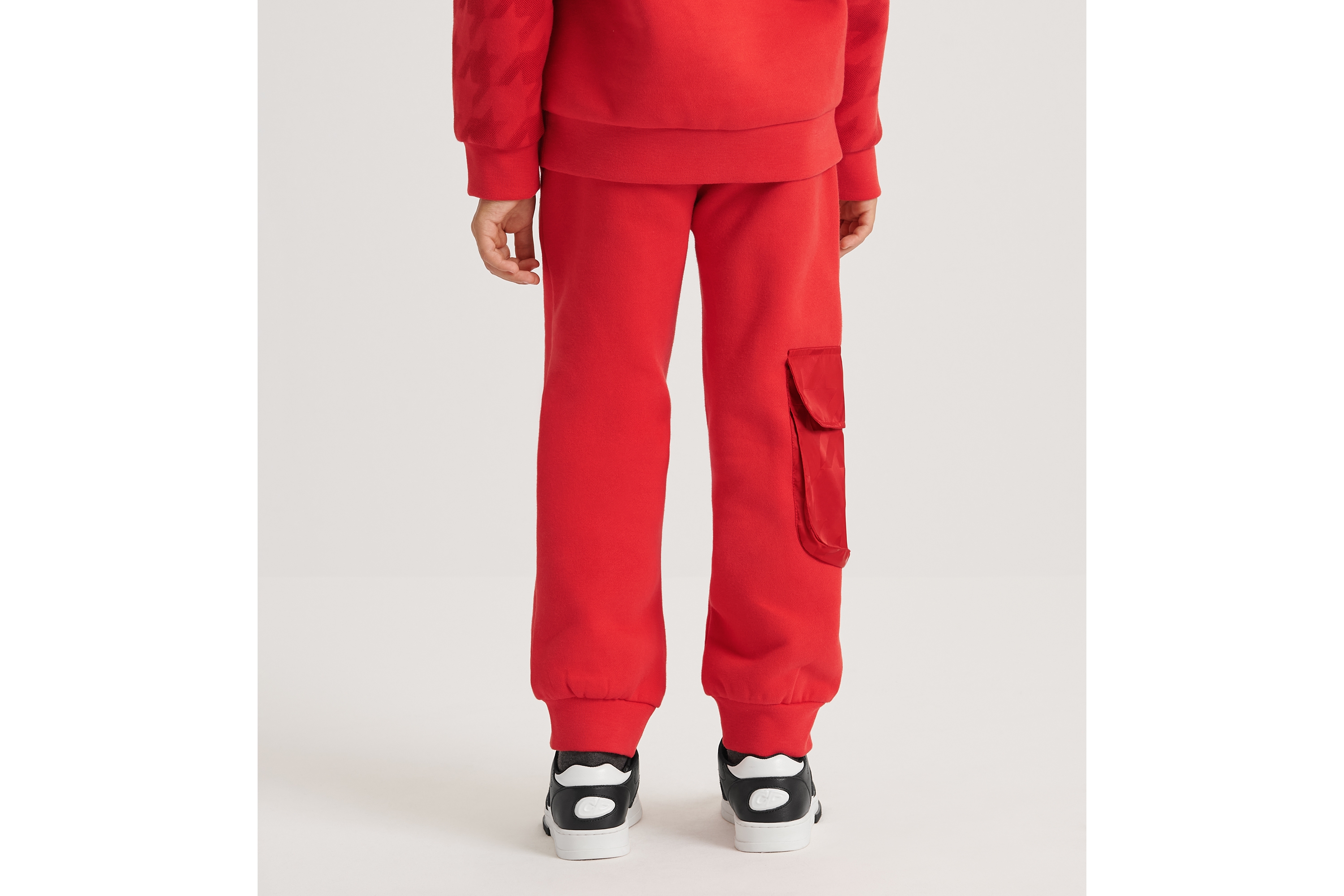 Kids' Track Pants Red Cotton Fleece and Houndstooth Technical Jacquard ...