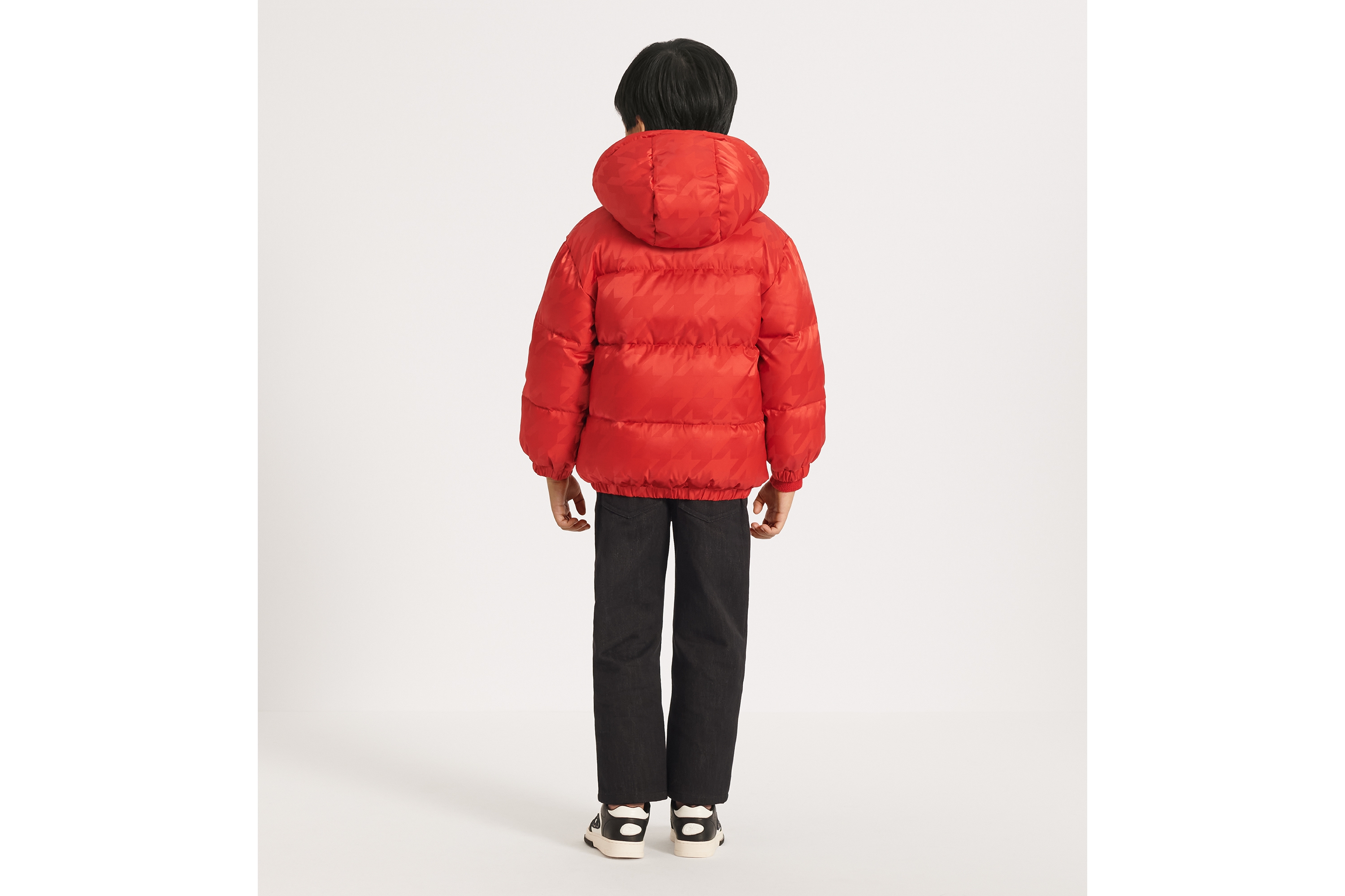 Kids' Hooded Down Jacket Red Houndstooth Water-Repellent Technical ...