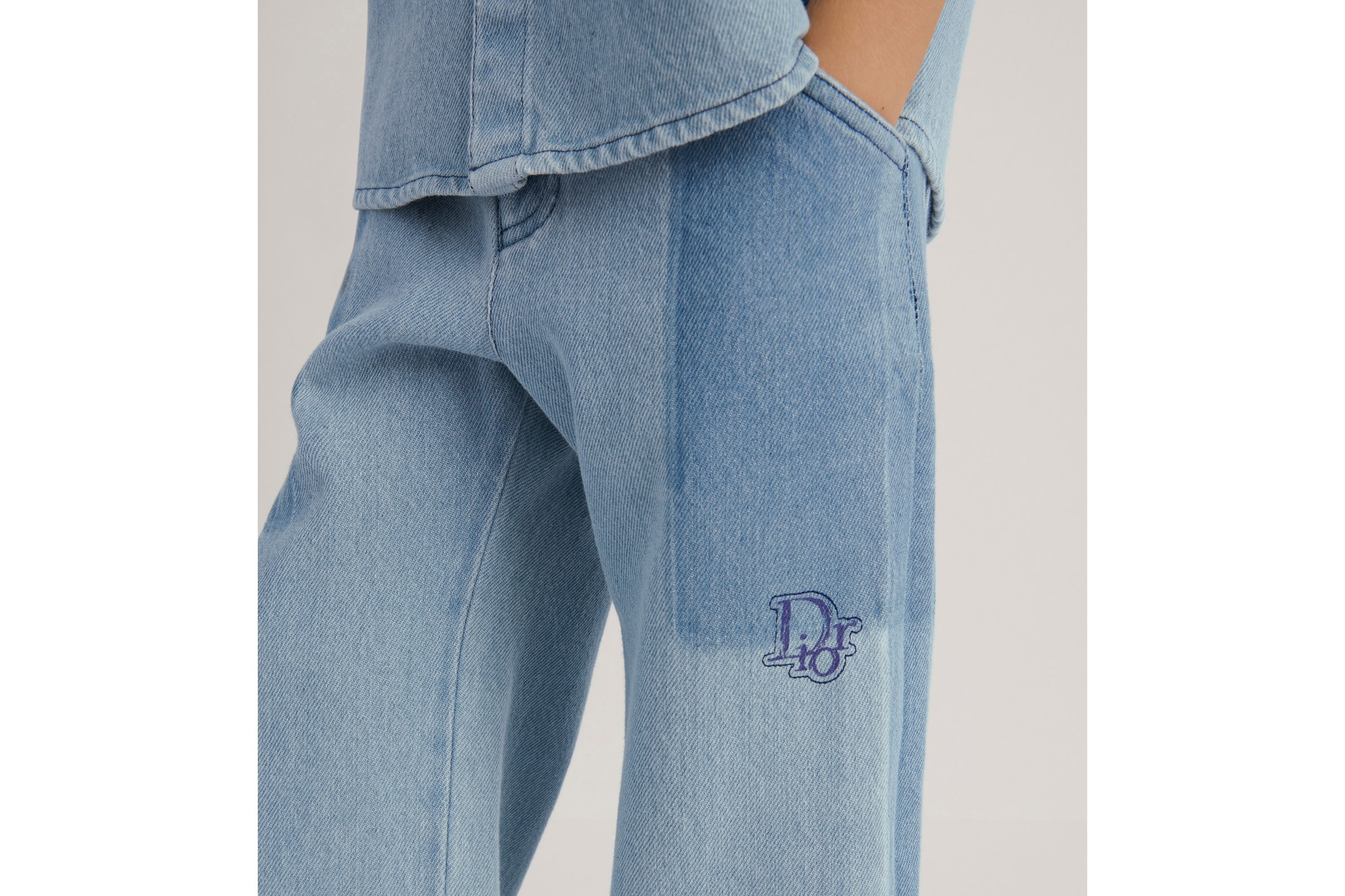 Kids' Pants Stonewashed Blue Cotton Denim | DIOR