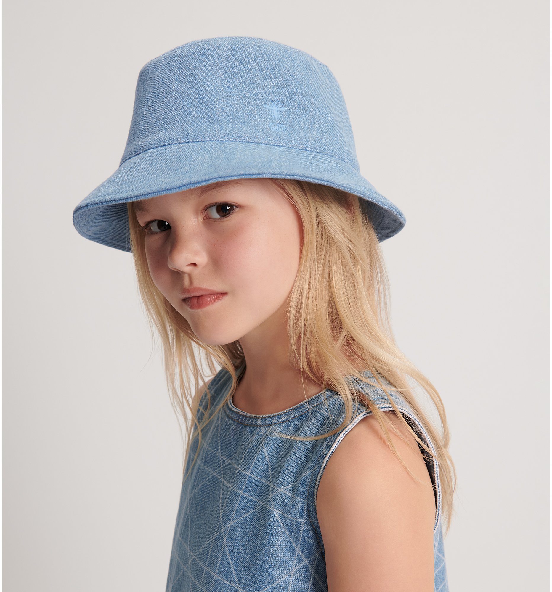 Kids' Bucket Hat Blue Cotton Denim | DIOR