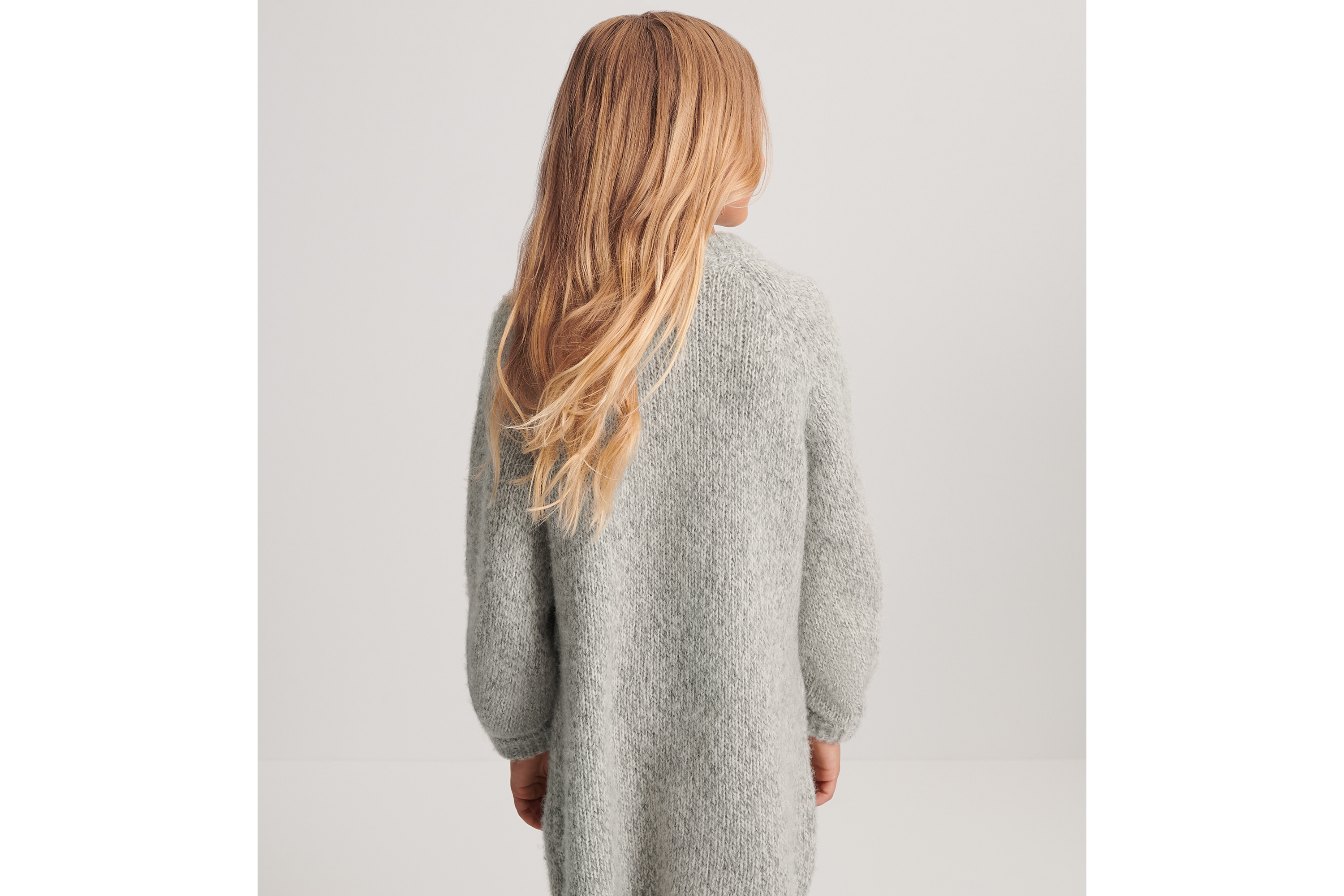 Kids' Straight Dress Heathered Gray Alpaca and Wool-Blend Mouliné Knit ...