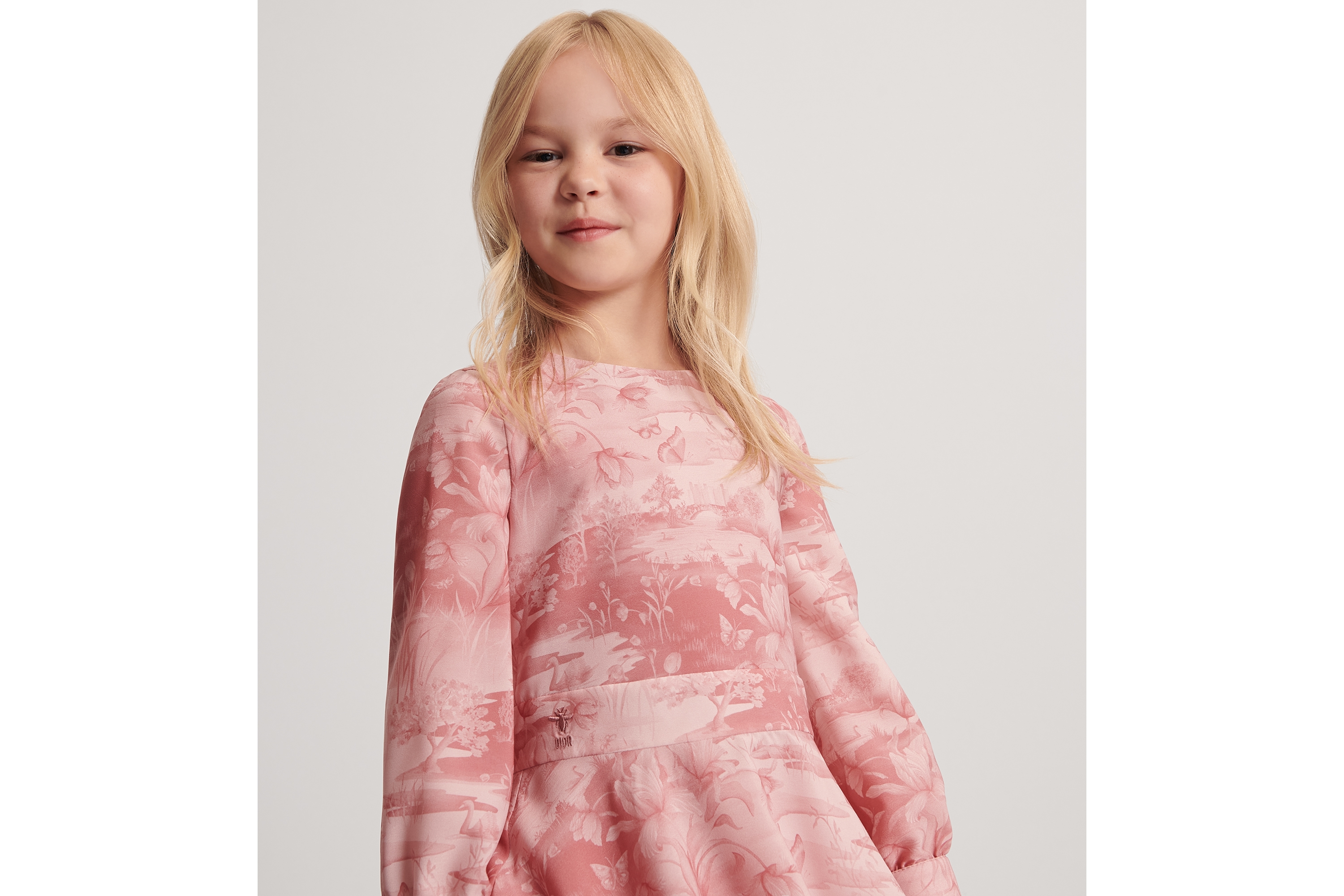 Robe évasée enfant Crêpe à motif Dior Manhattan vieux rose | DIOR