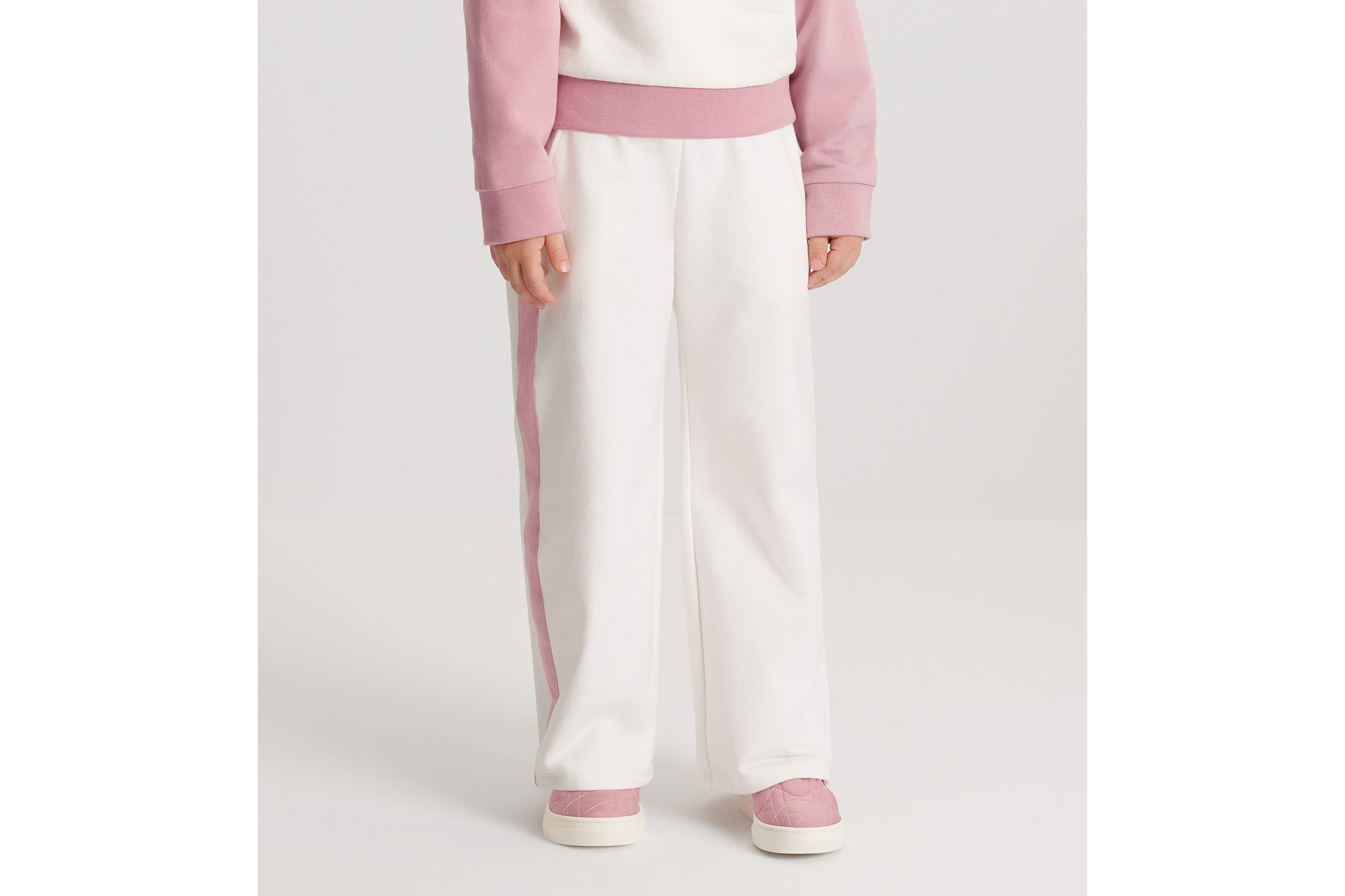 Kids' Track Pants Ivory and Antique Pink Cotton Fleece | DIOR