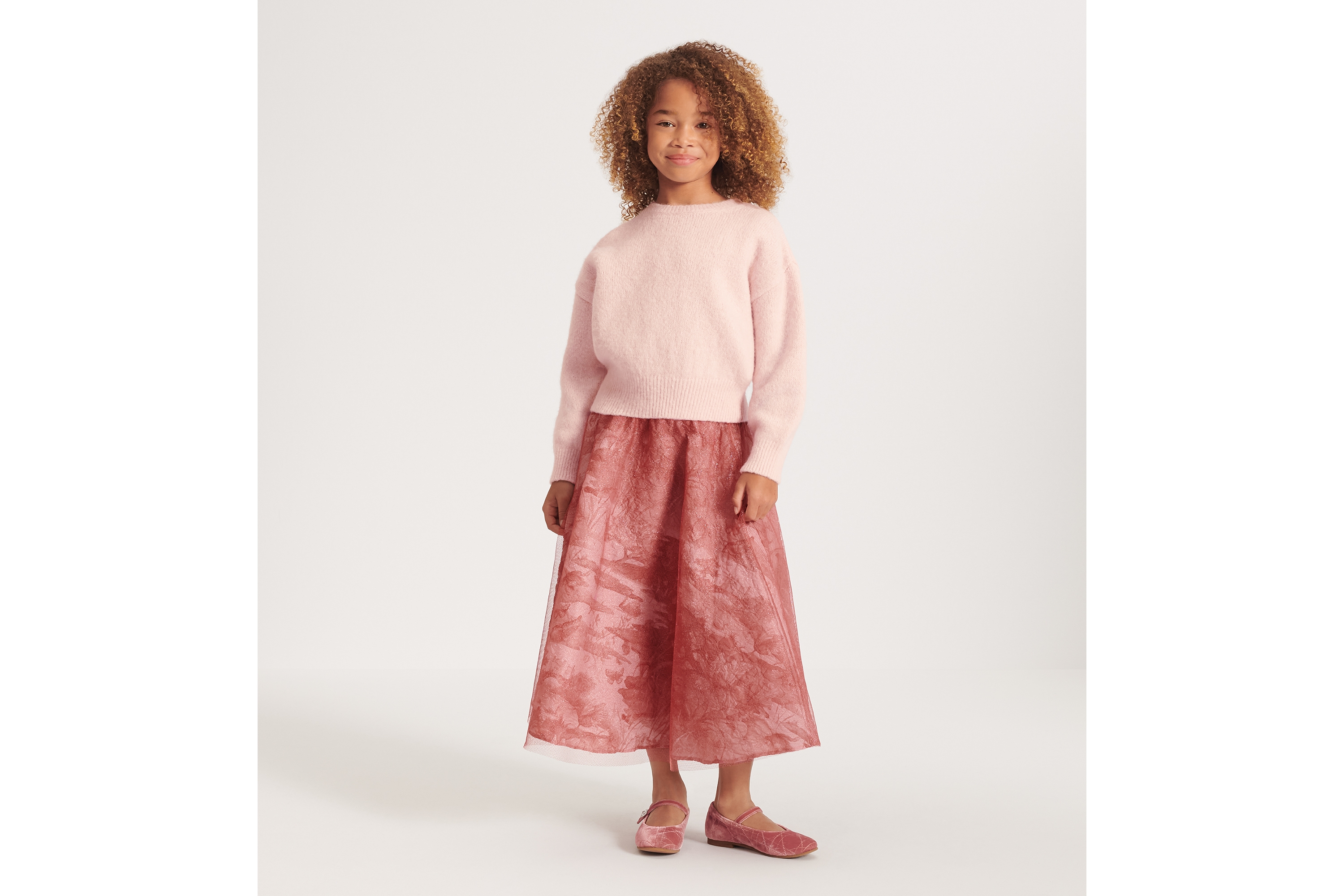 Kids' Long Skirt Antique Pink Cloqué-Effect Technical Fabric with Dior ...