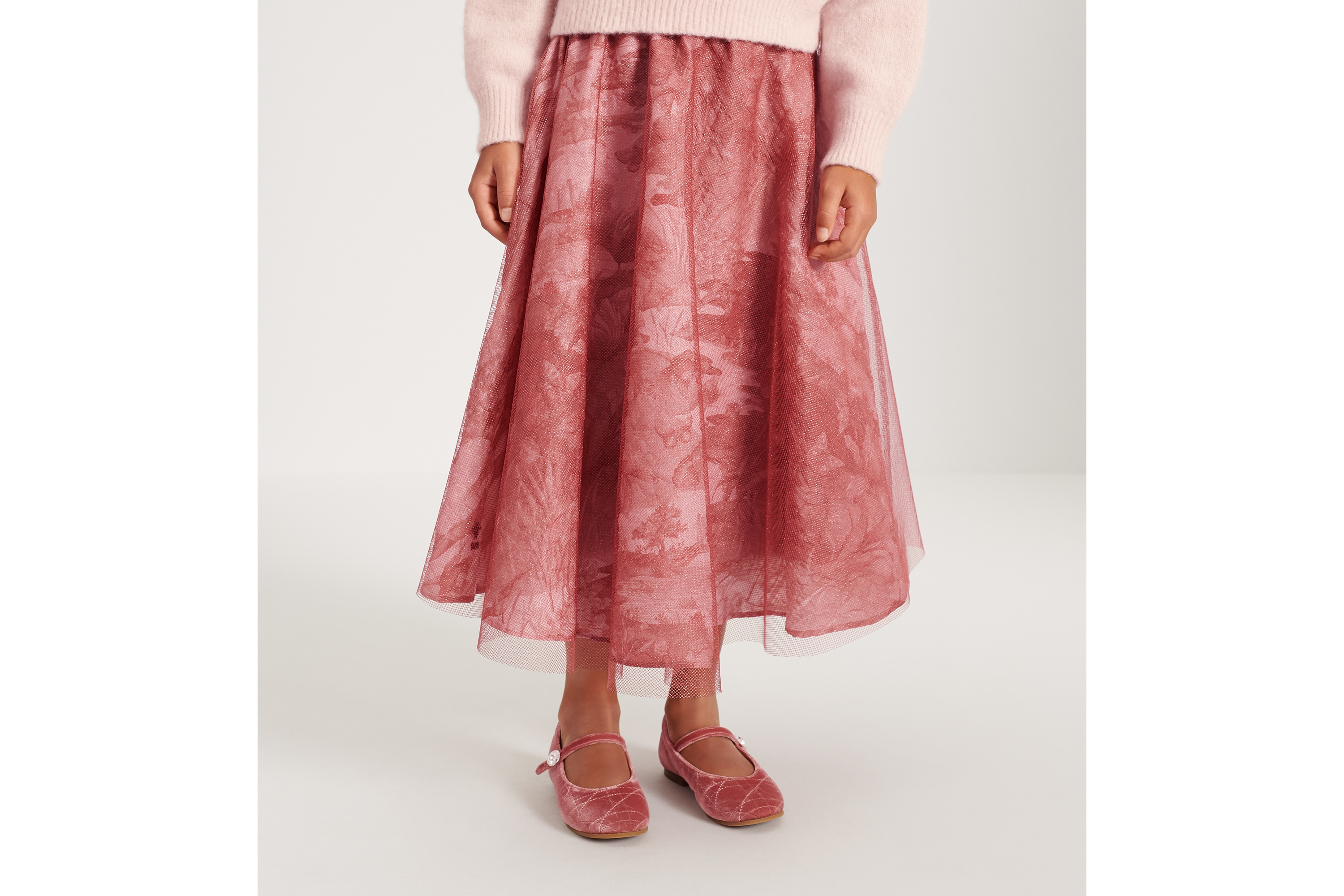 Kids' Long Skirt Antique Pink Cloqué-Effect Technical Fabric with Dior ...