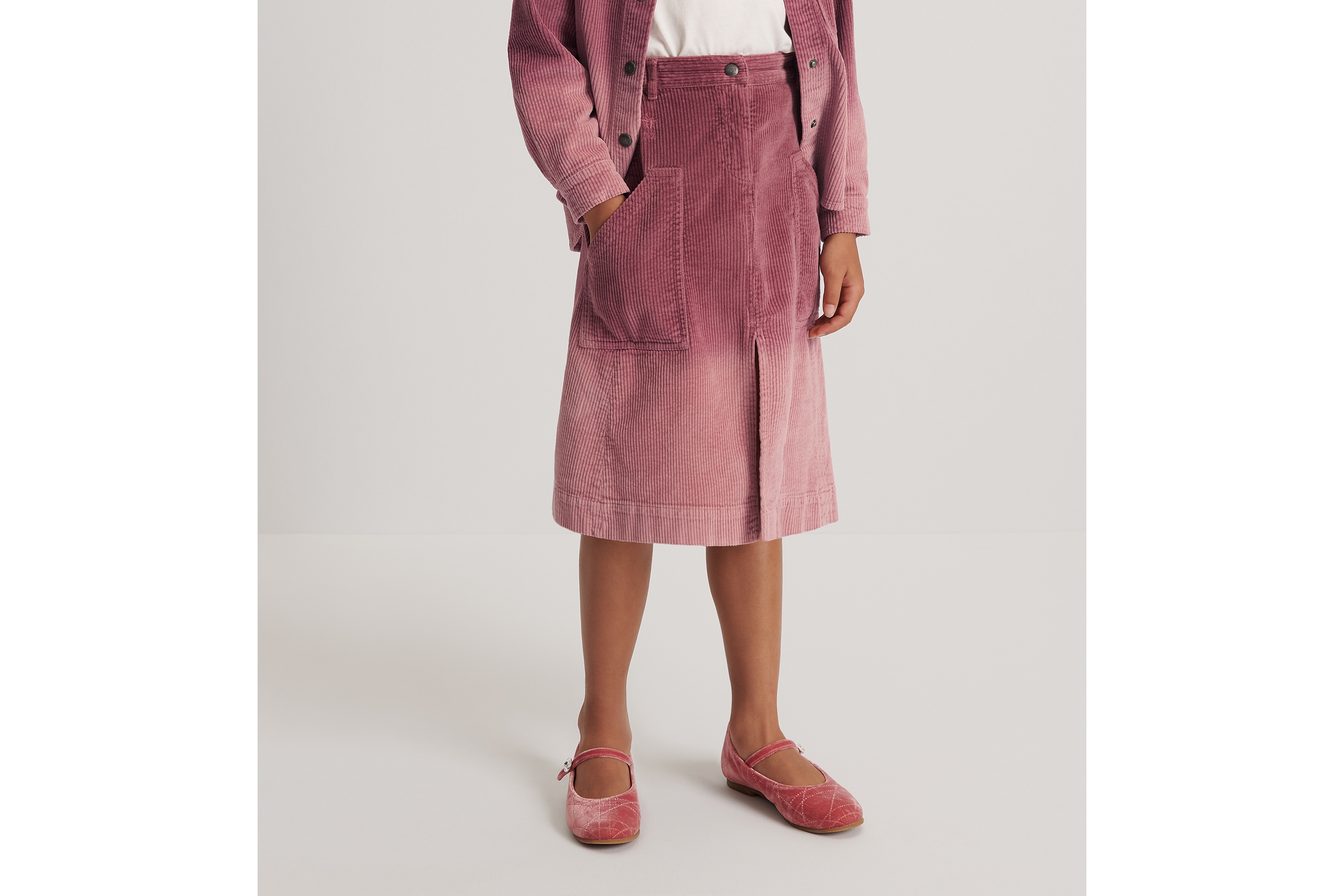 Kids' Long Skirt Pink Dip-Dye Corduroy | DIOR