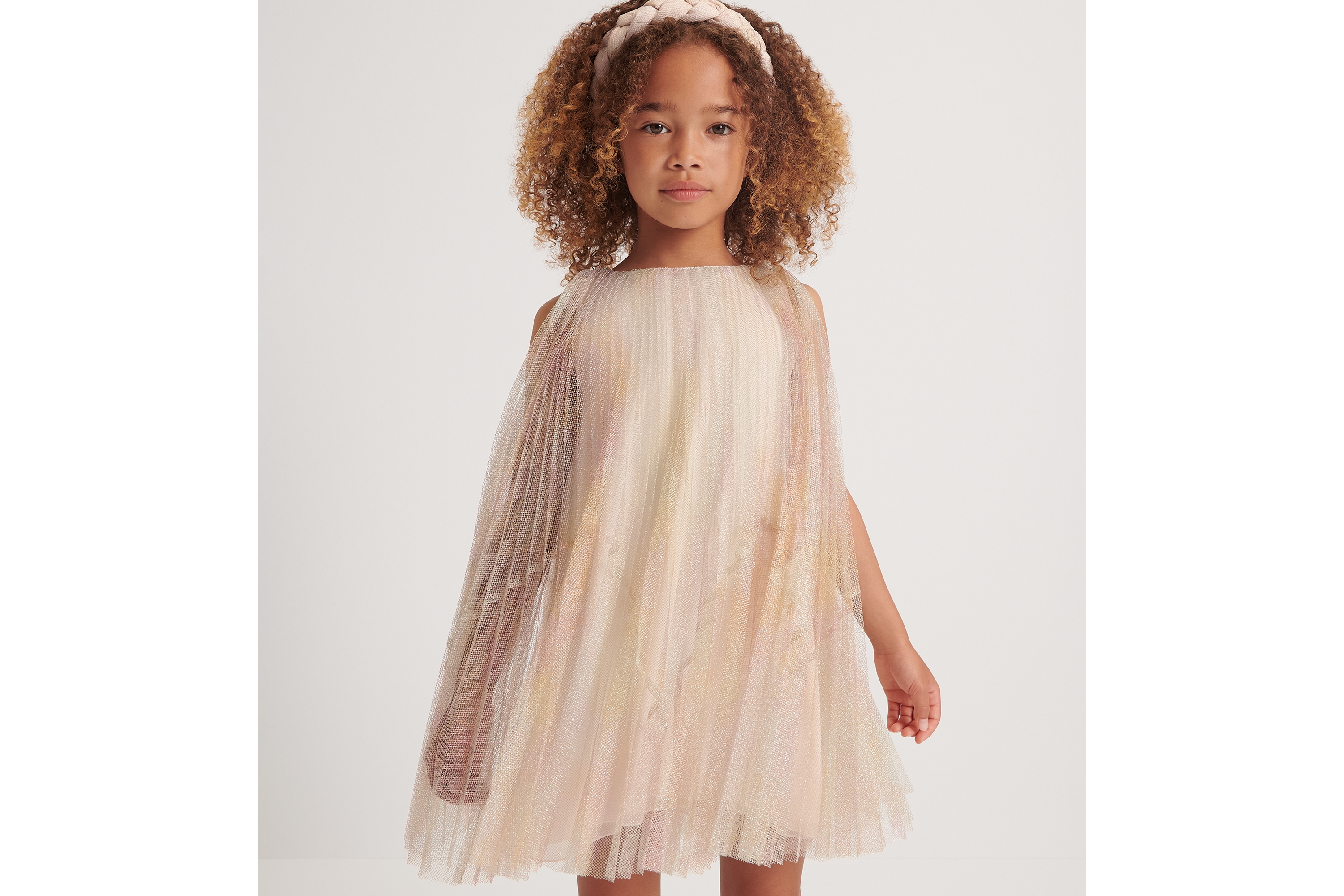 Kids' Flared Dress Metallic Multicolor Pleated Tulle | DIOR
