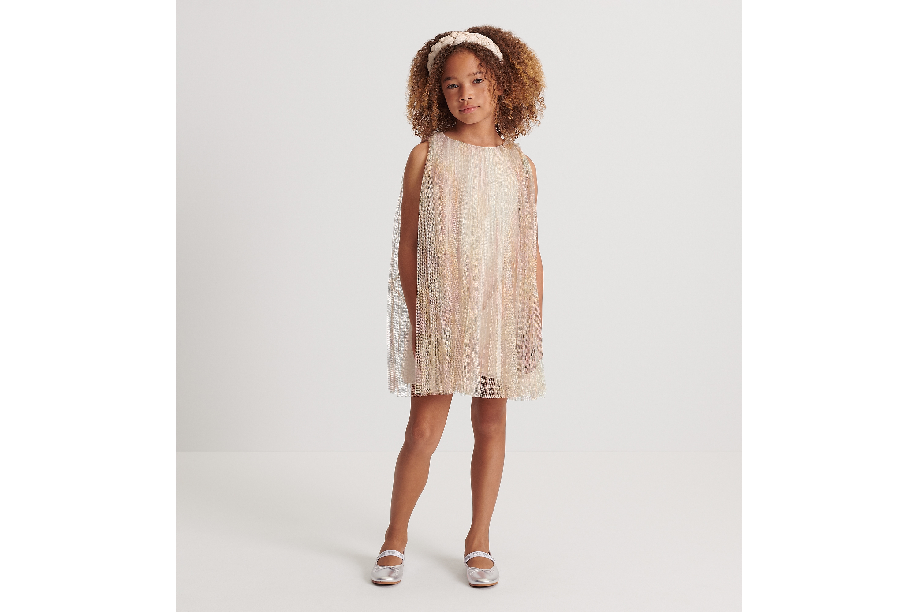 Kids' Flared Dress Metallic Multicolor Pleated Tulle | DIOR