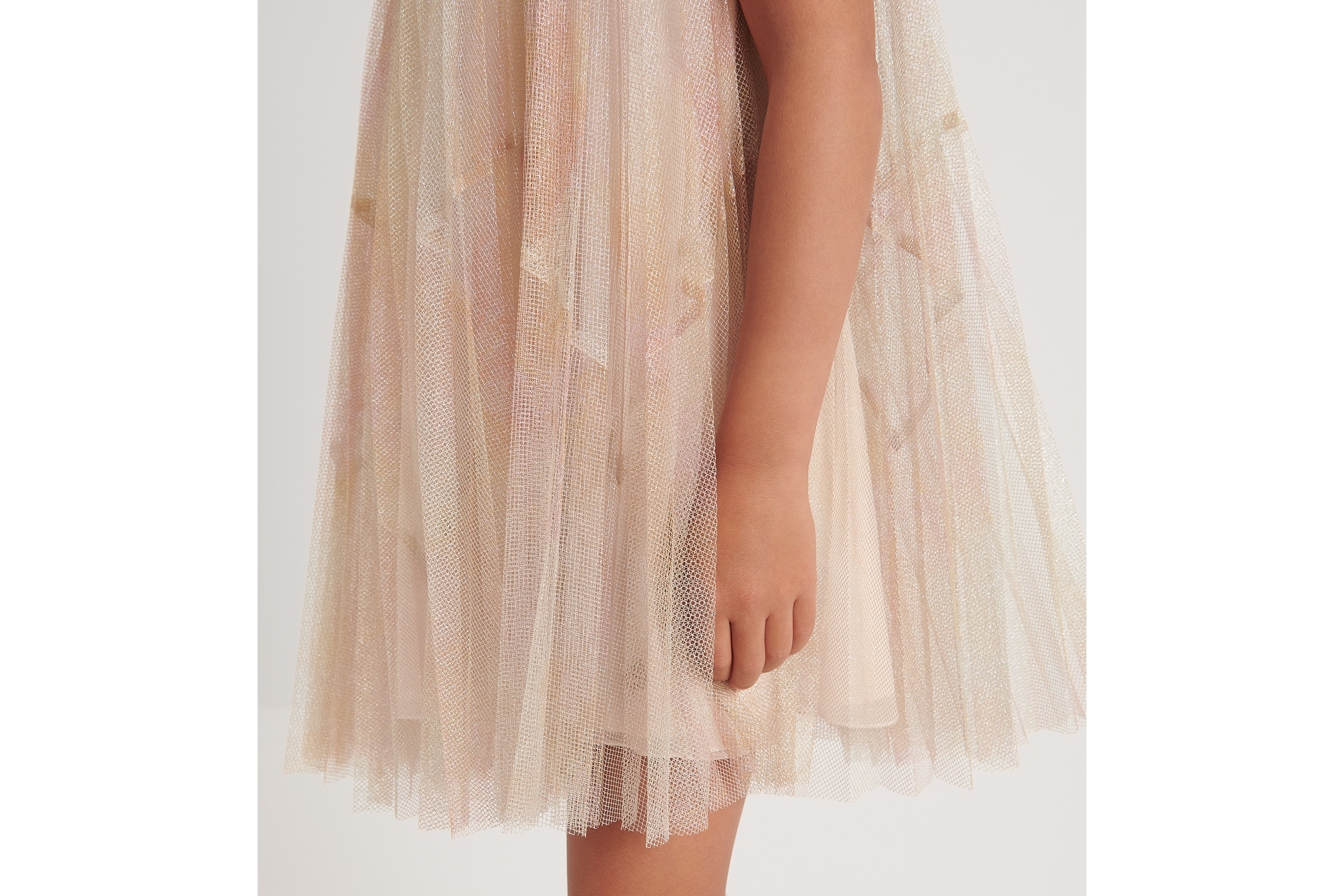 Kids' Flared Dress Metallic Multicolor Pleated Tulle | DIOR