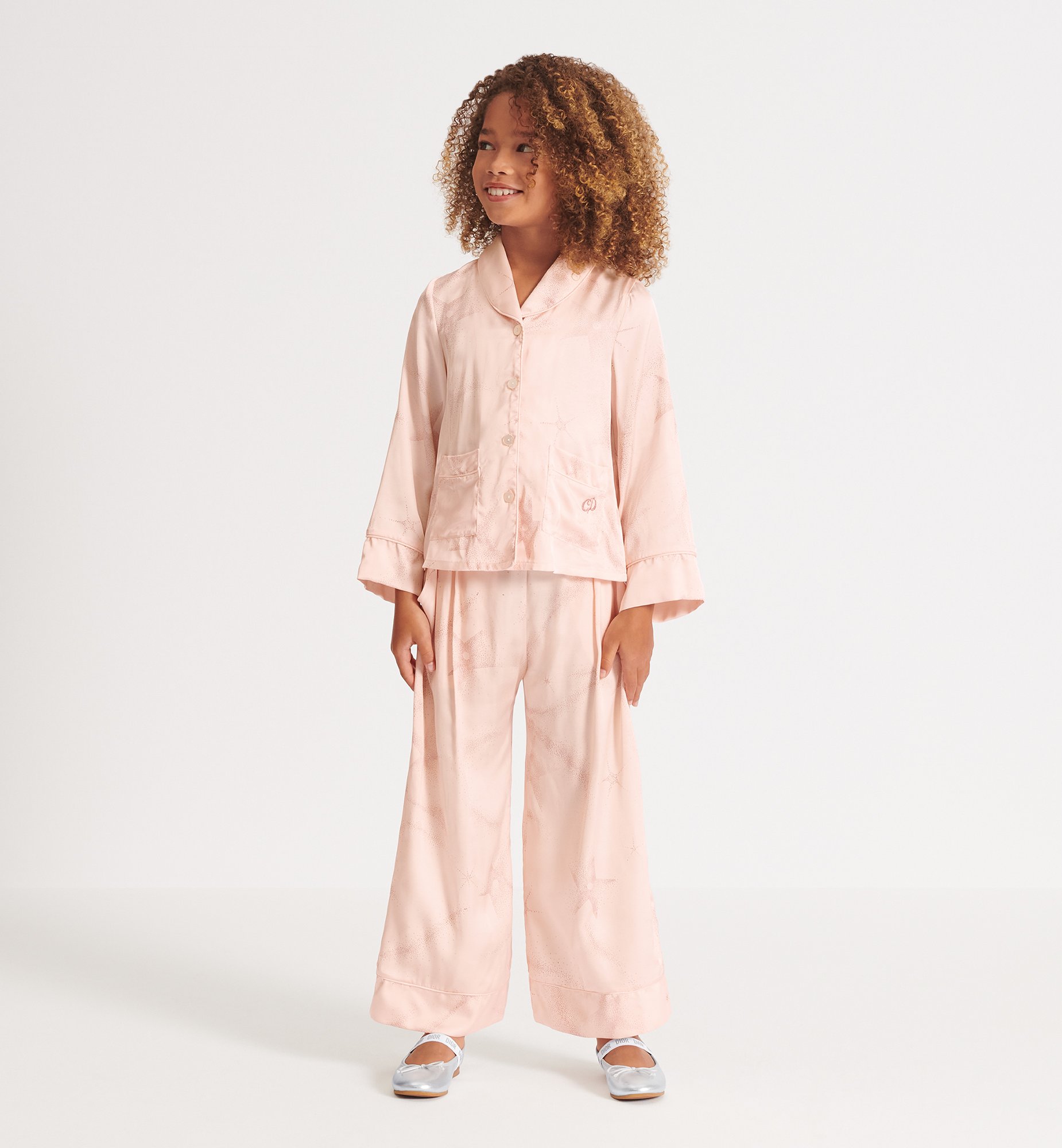 Kids' Shirt Pale Pink Satin-Finish Voile with Copper-Tone Kids' Shirt Pale Pink Satin-Finish Voile with Copper-Tone