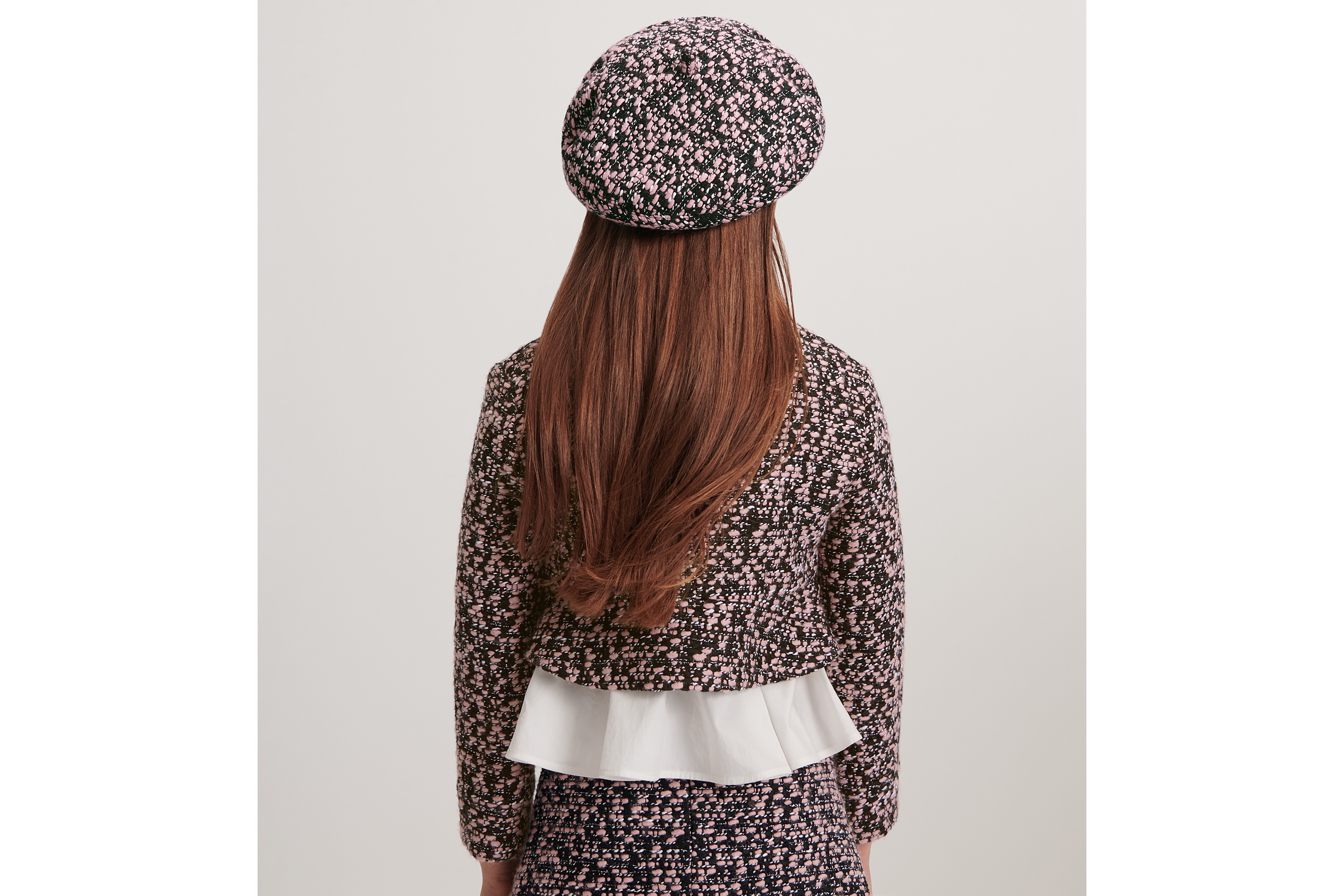 Kids' Cropped Jacket Black, Pink and Silver-Tone Tweed | DIOR